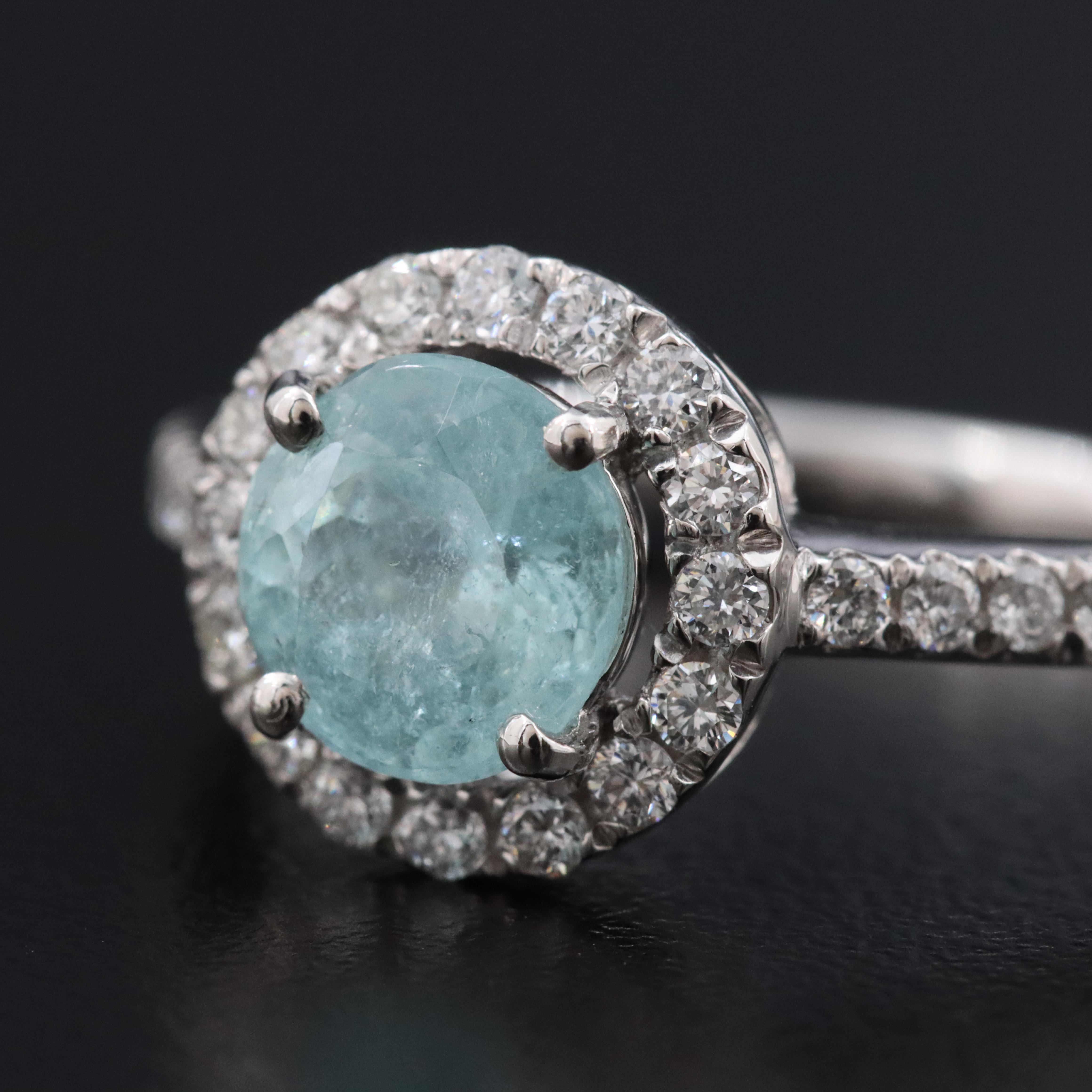 Oscar Friedman 1.25 CT Paraiba Tourmaline and Diamond Ring with GIA ...