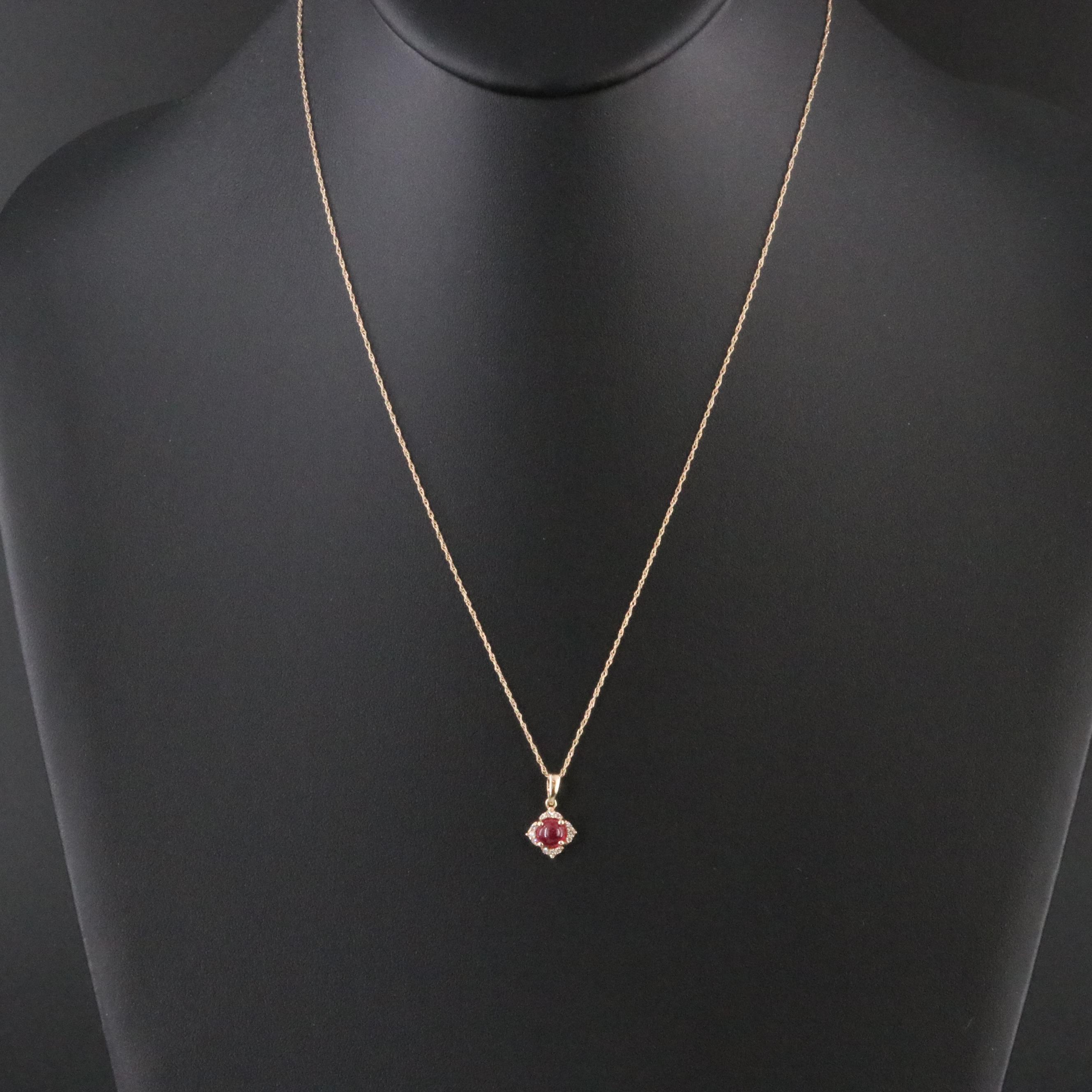 14K Ruby and Diamond Pendant Necklace | EBTH