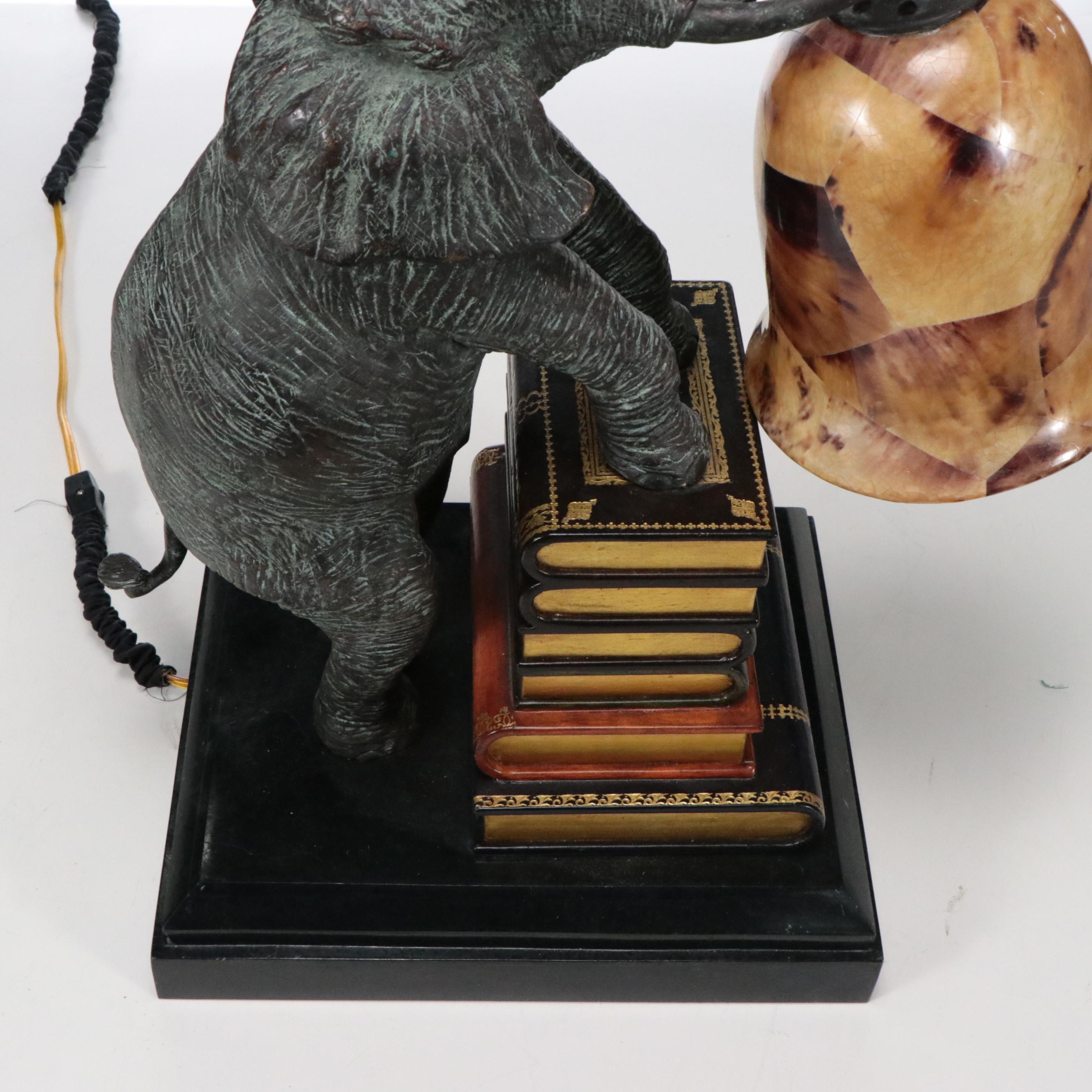 Maitland-Smith Library Elephant With Pen Shell Reading Light | EBTH