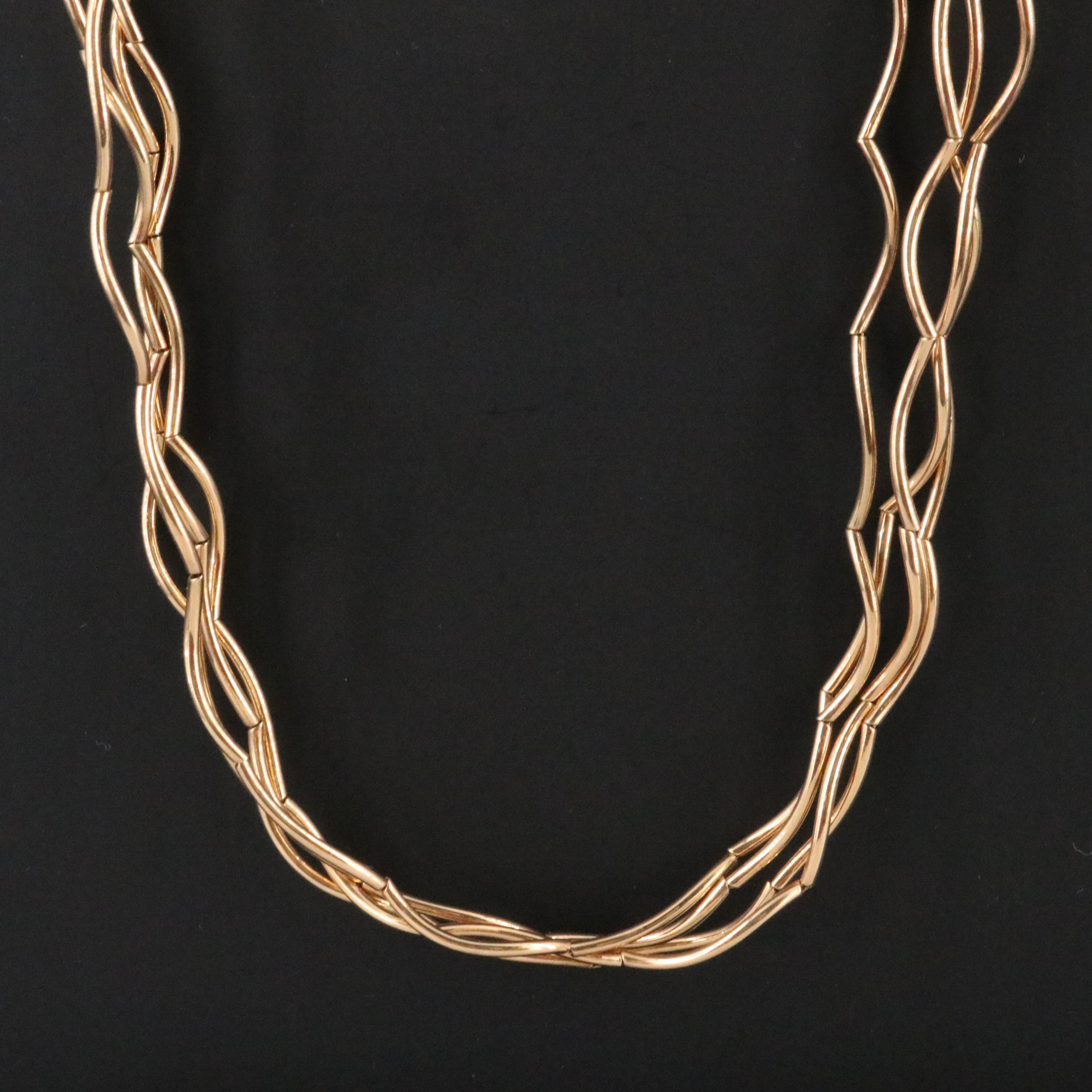 Rope Length 18K Wave Link Necklace | EBTH