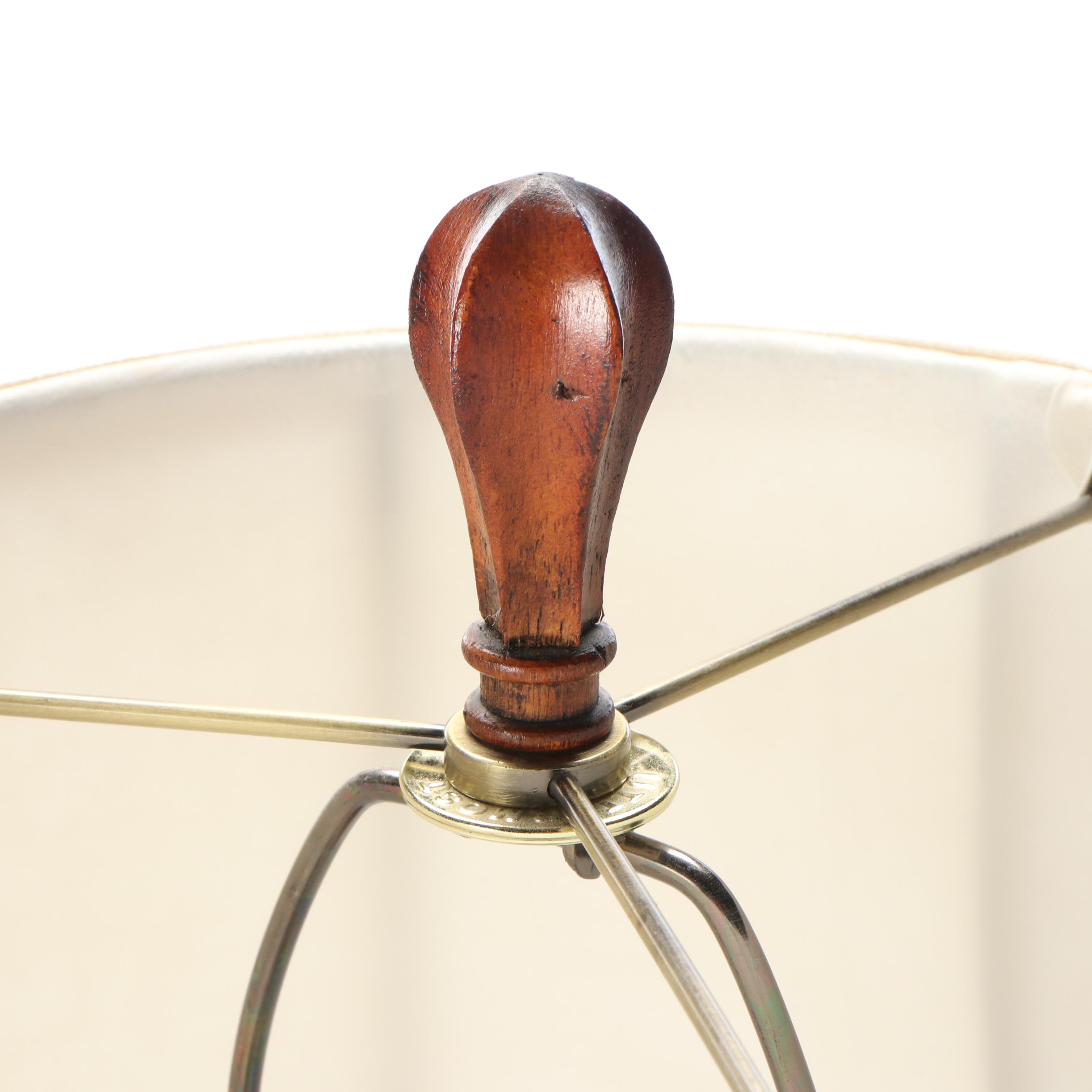 Uttermost Carved Wood and Part Spiral Baluster Floor Lamp Pair, Cotton ...