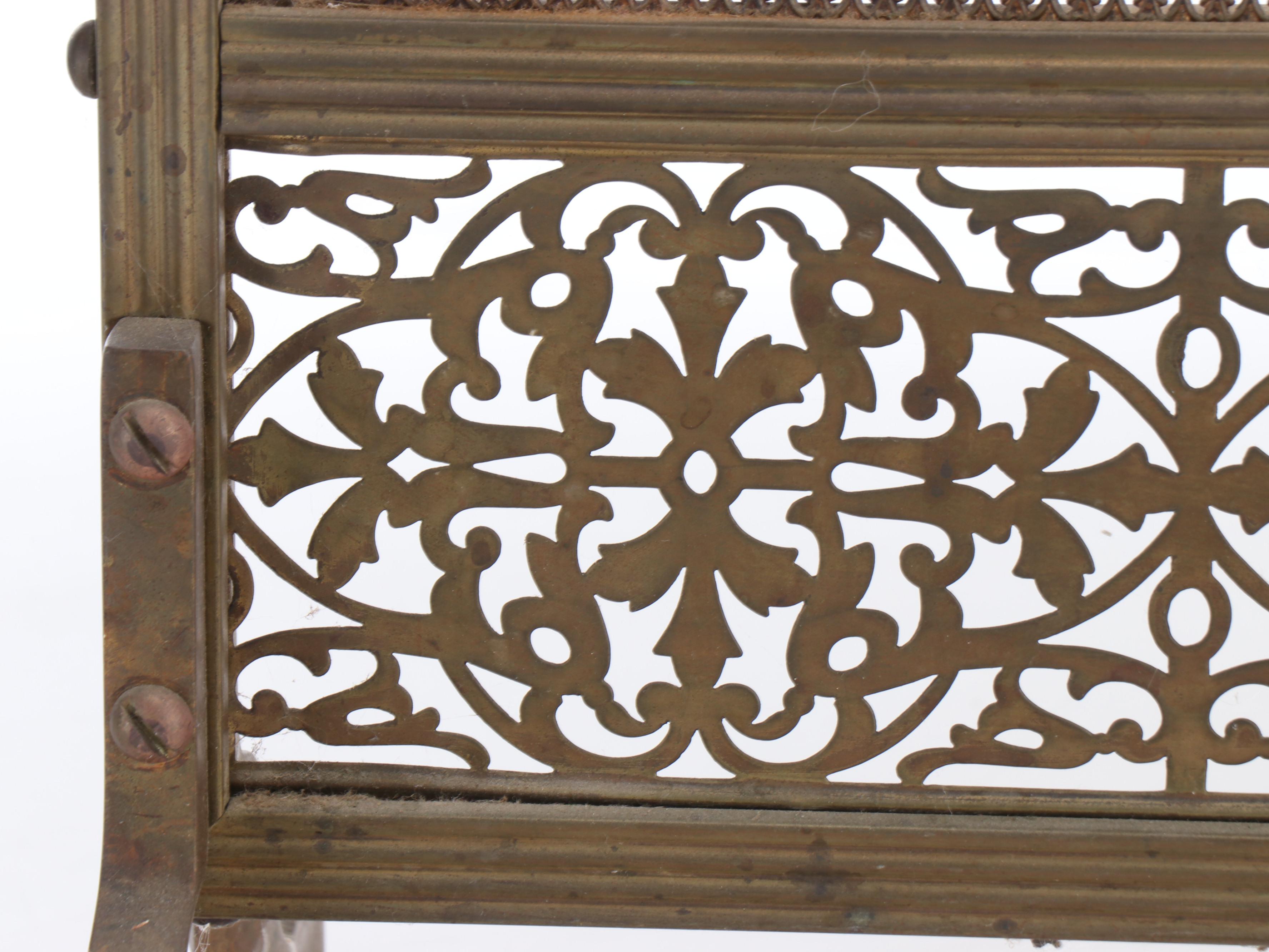 Victorian Fireplace Screen with Hand-Embroidered Velour-Backed Panel | EBTH