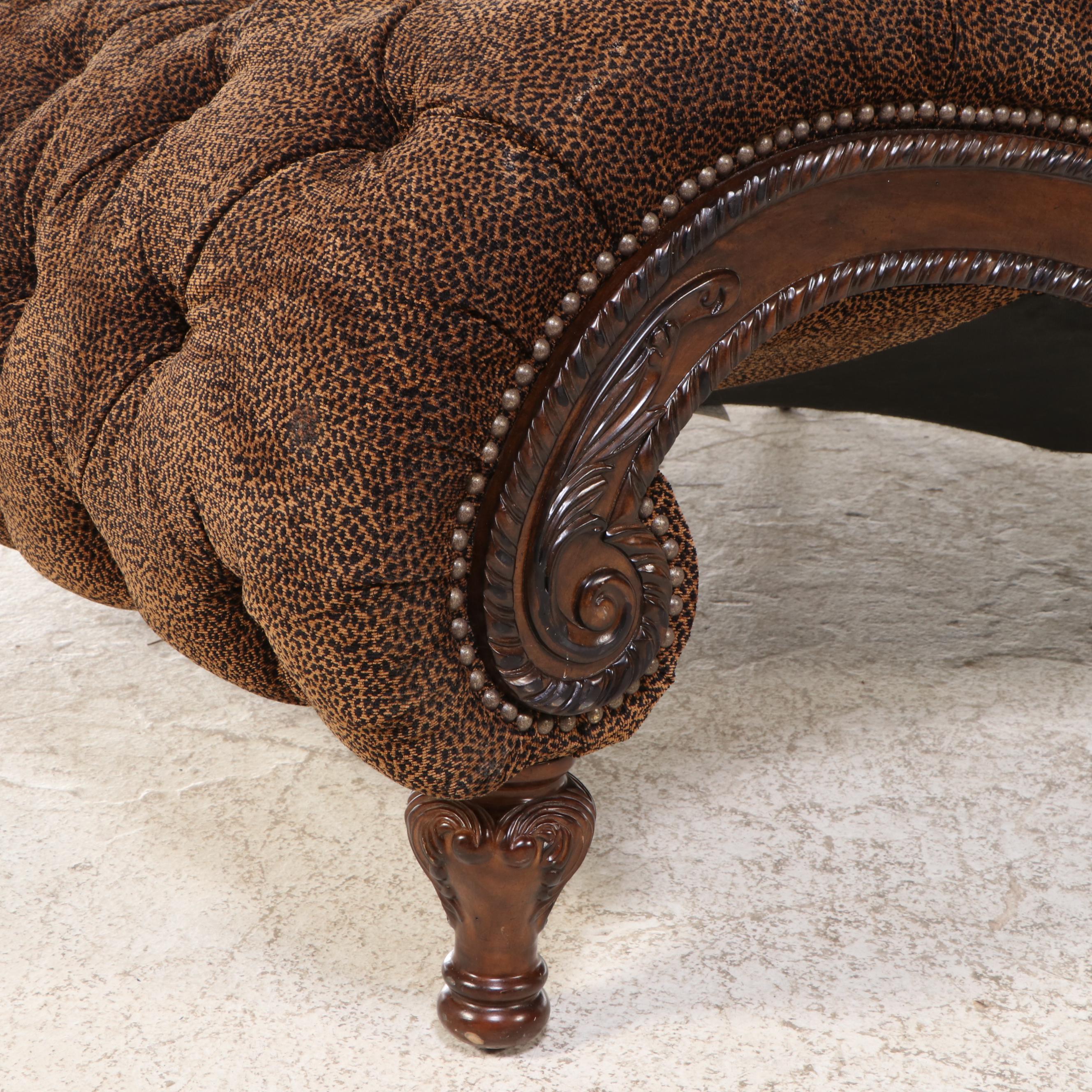 A.R.T. Furniture Cheetah Print Upholstered and Button-Tufted Chaise ...