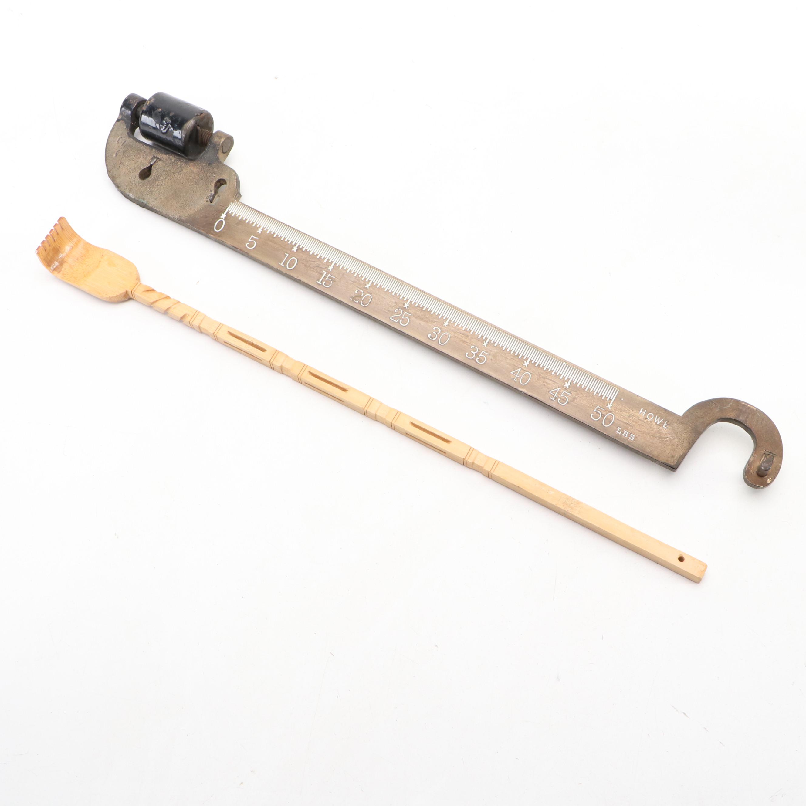 Resin Chimp Doctor with Howe Scale Arm and Carved Bamboo Back Scratcher ...