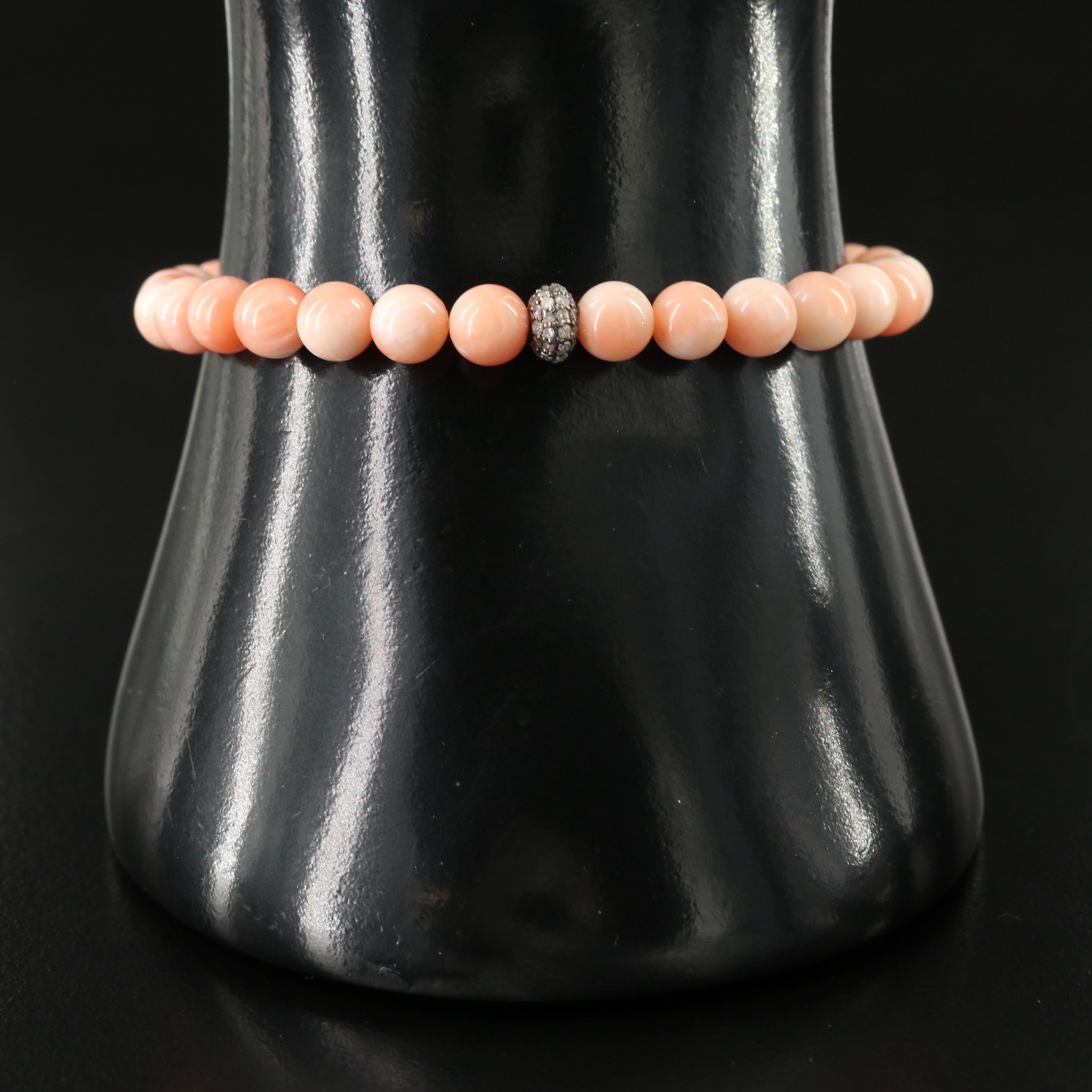 Sheryl Lowe Sterling Coral and Diamond Bracelet | EBTH