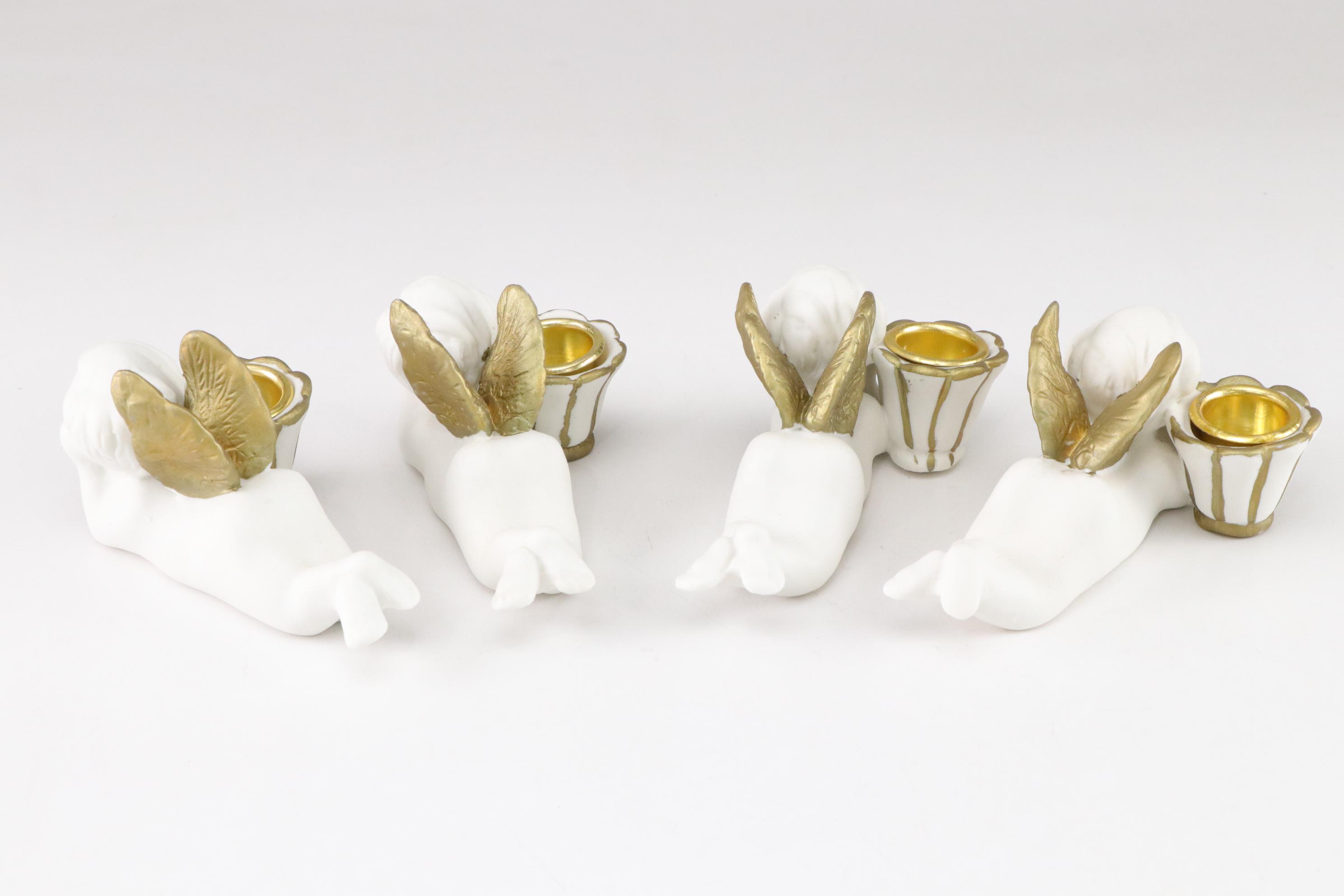 House of Lloyd Angel Tree Topper with Bisque Cherub Candle Holders ...