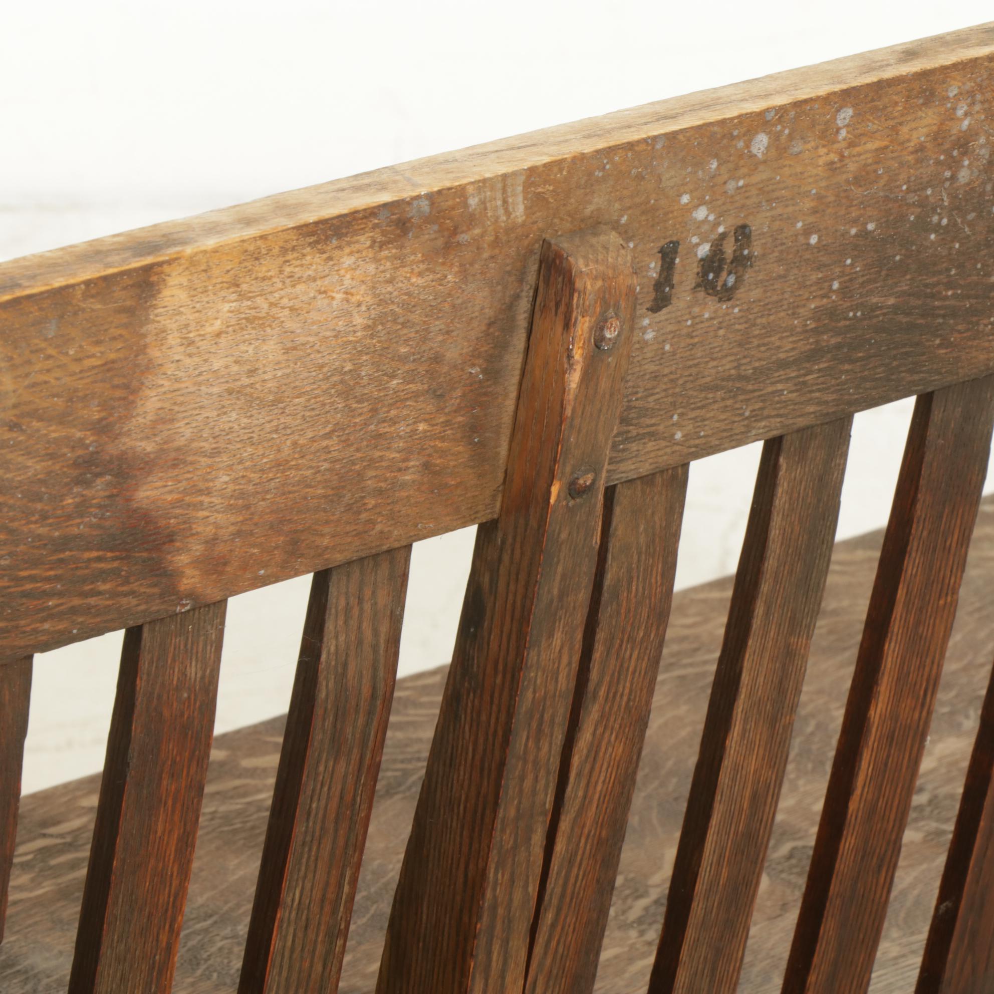 Oak Long Slat Back Bench, Early 20th Century | EBTH