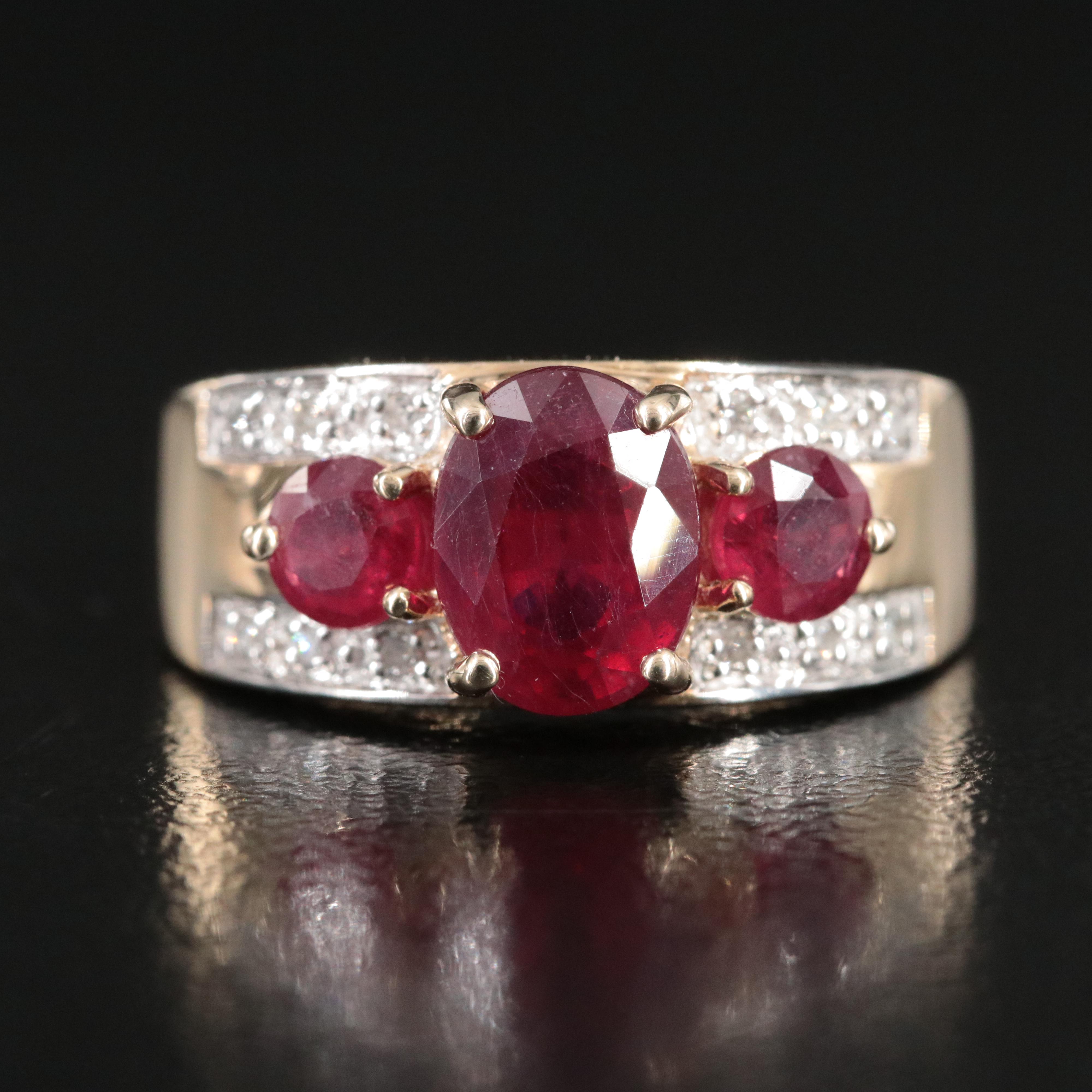 10K Filled Corundum and Diamond Ring | EBTH