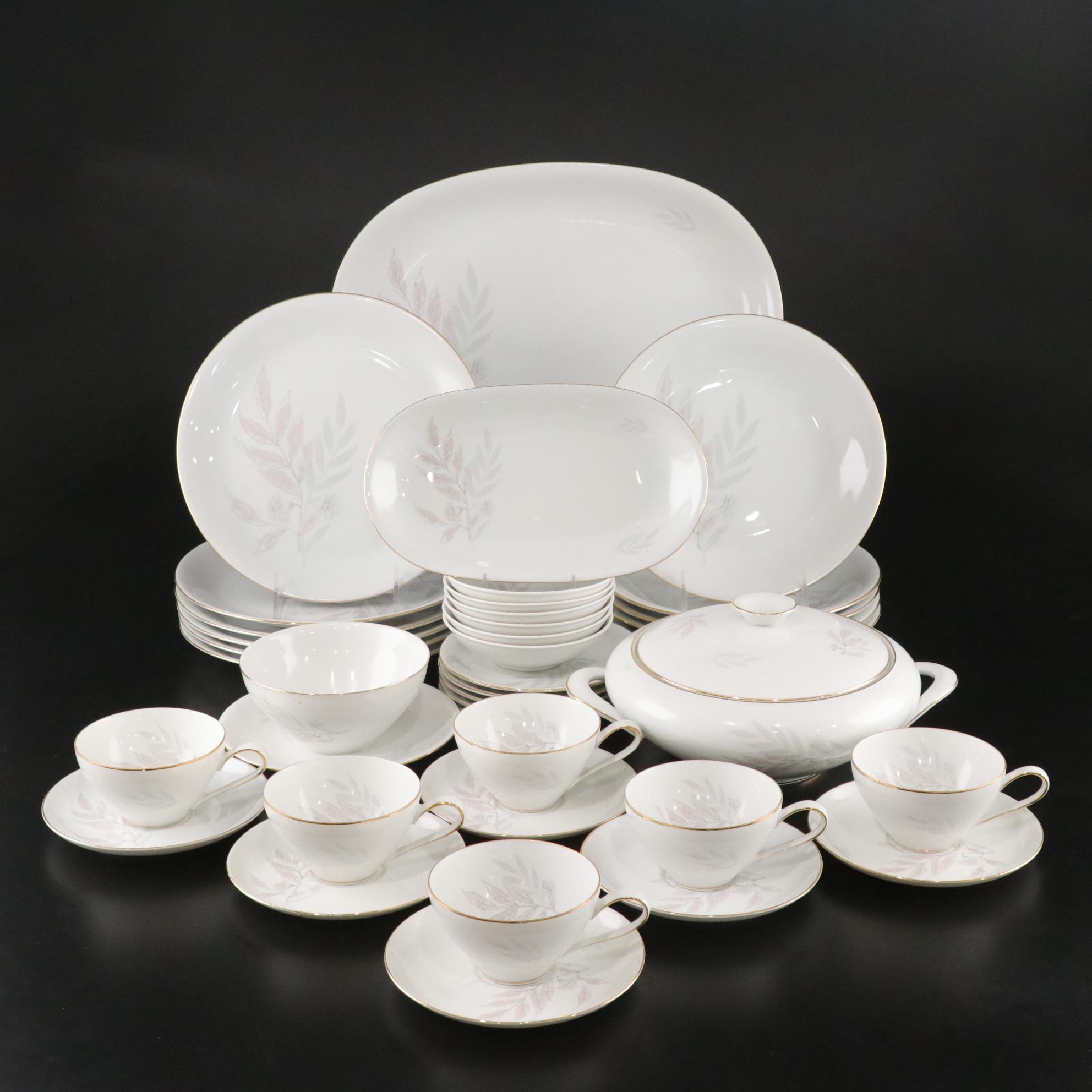 German Gilt Rimmed Dinnerware with Platter, Vegetable Dish & More | EBTH