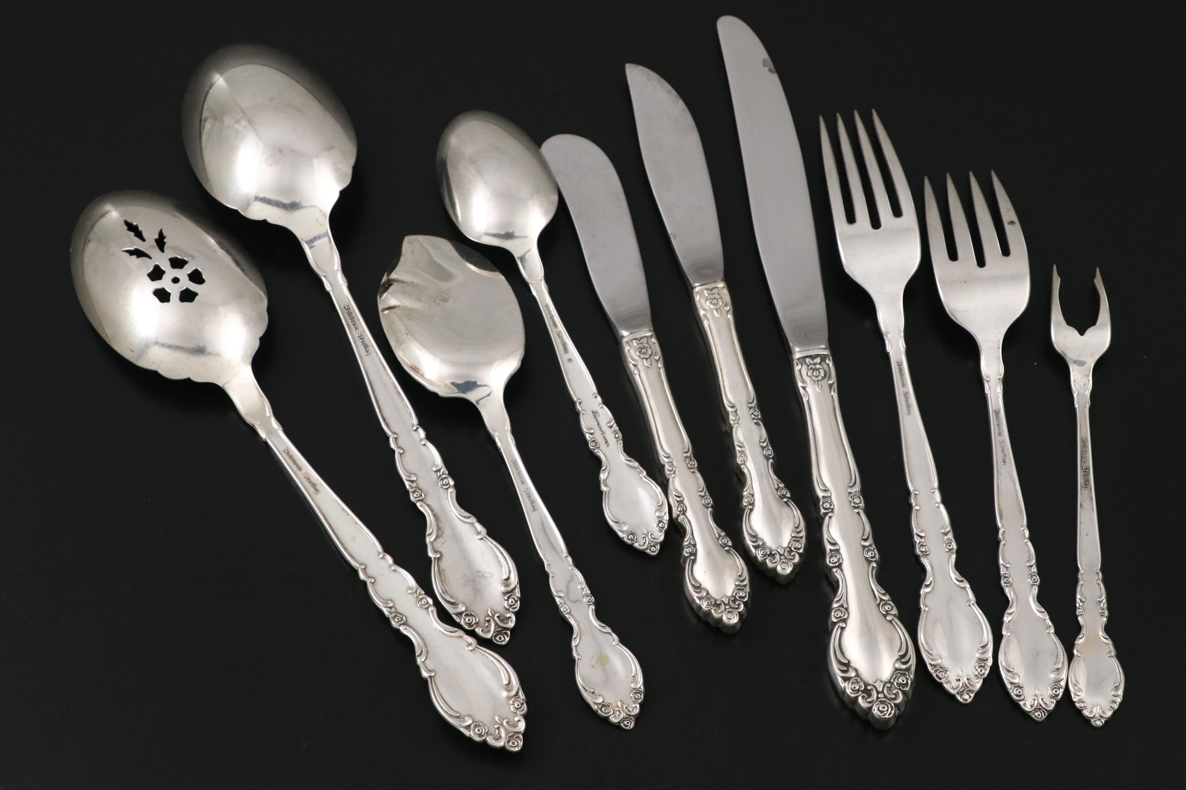 Heirloom Sterling Silver "Grandeur" Flatware with Wooden Storage Chest ...