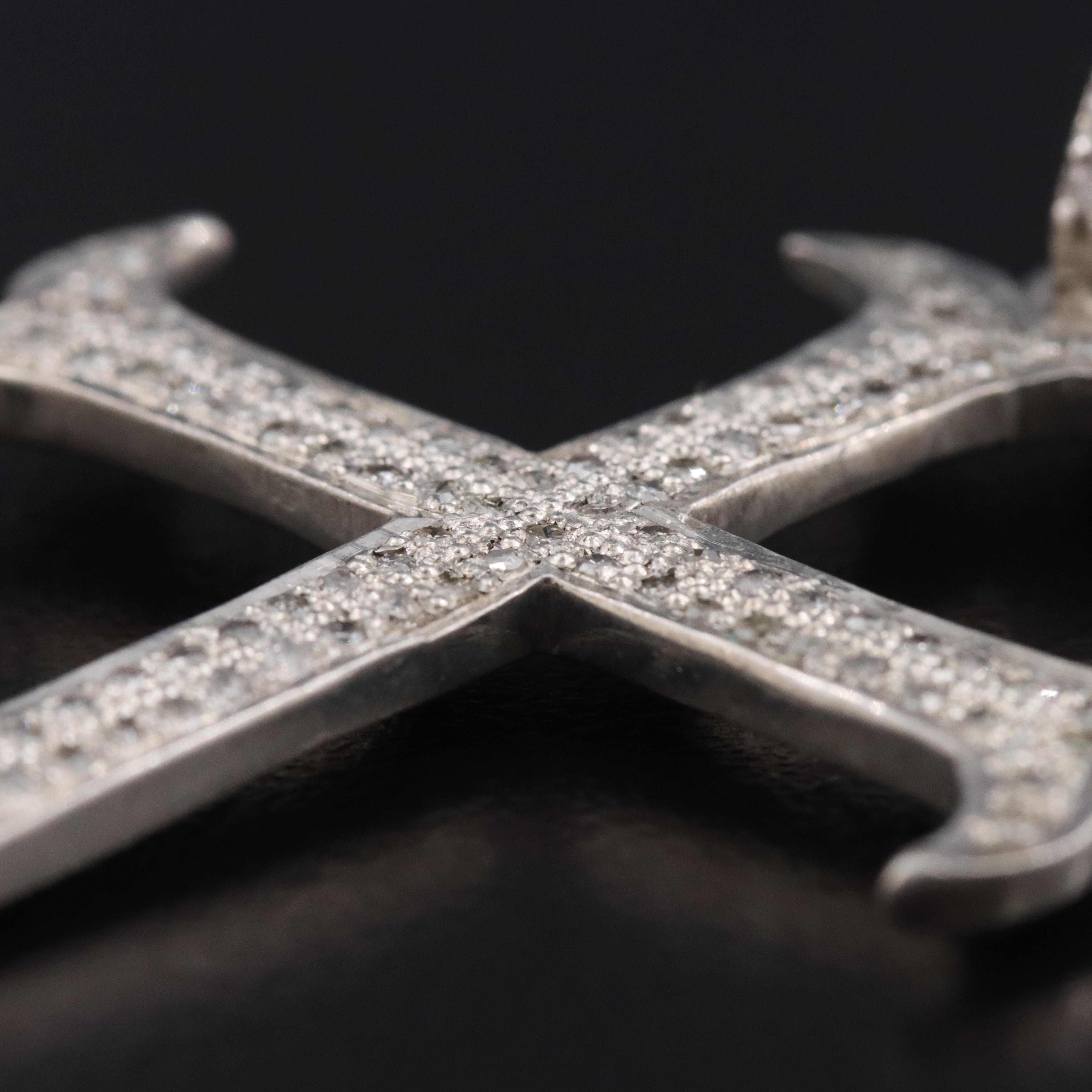 Sterling Pavé Diamond Cross Pendant | EBTH