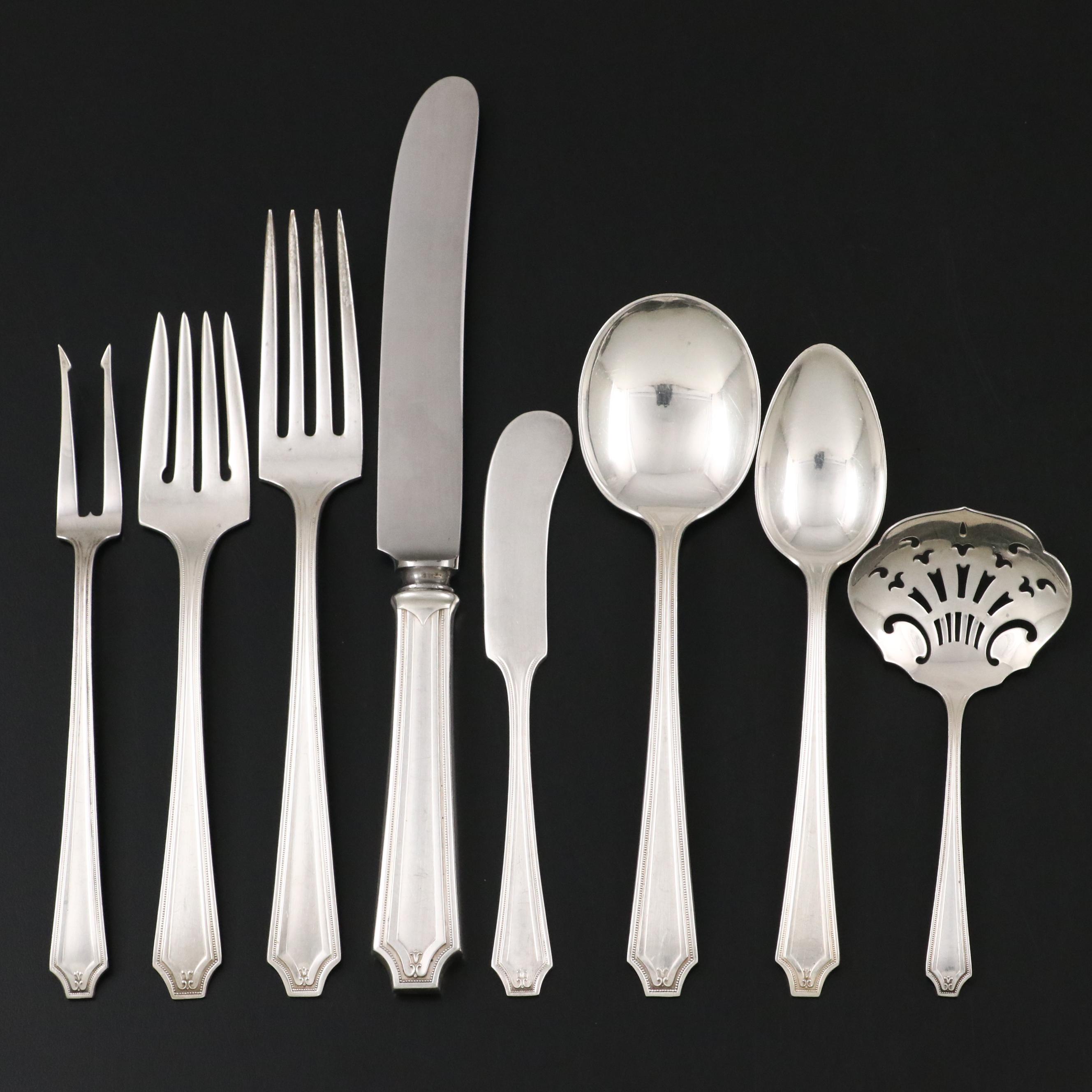Gorham "King Albert" Sterling Silver Flatware with Silver Plate Pastry ...