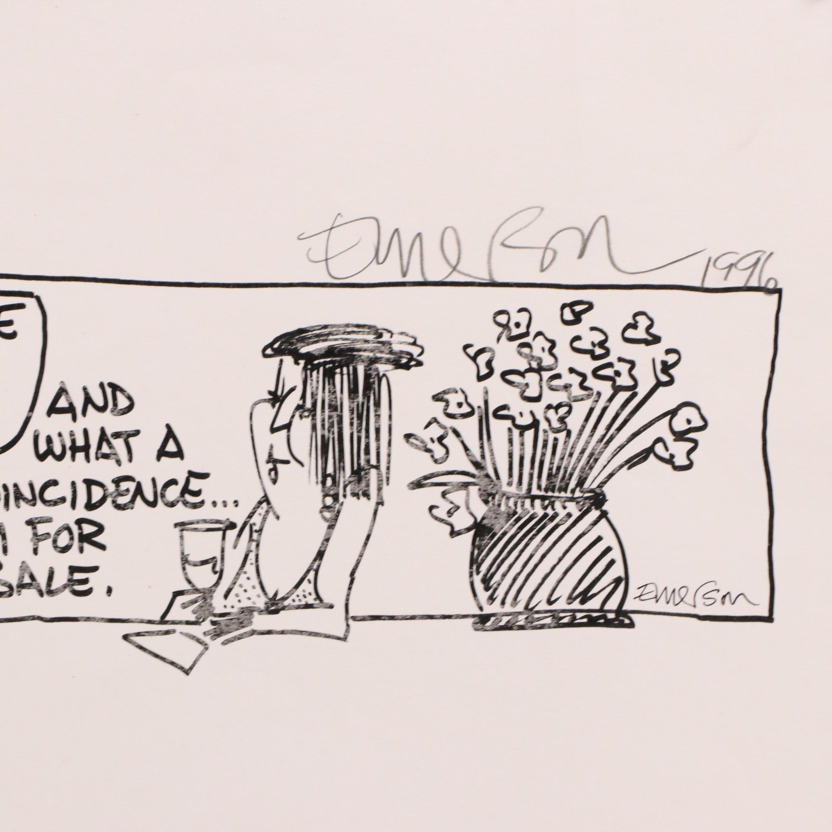 Jim Borgman Ink Comic Drawing "Greatest Hits 1988," More | EBTH