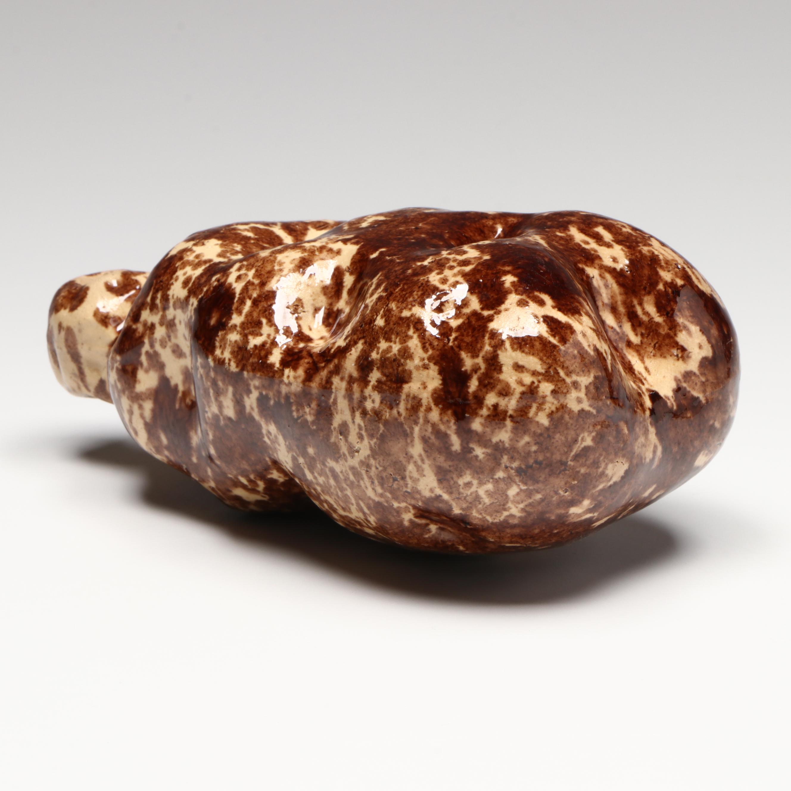 American Sponge Yellowware Potato Flask, 19th Century | EBTH