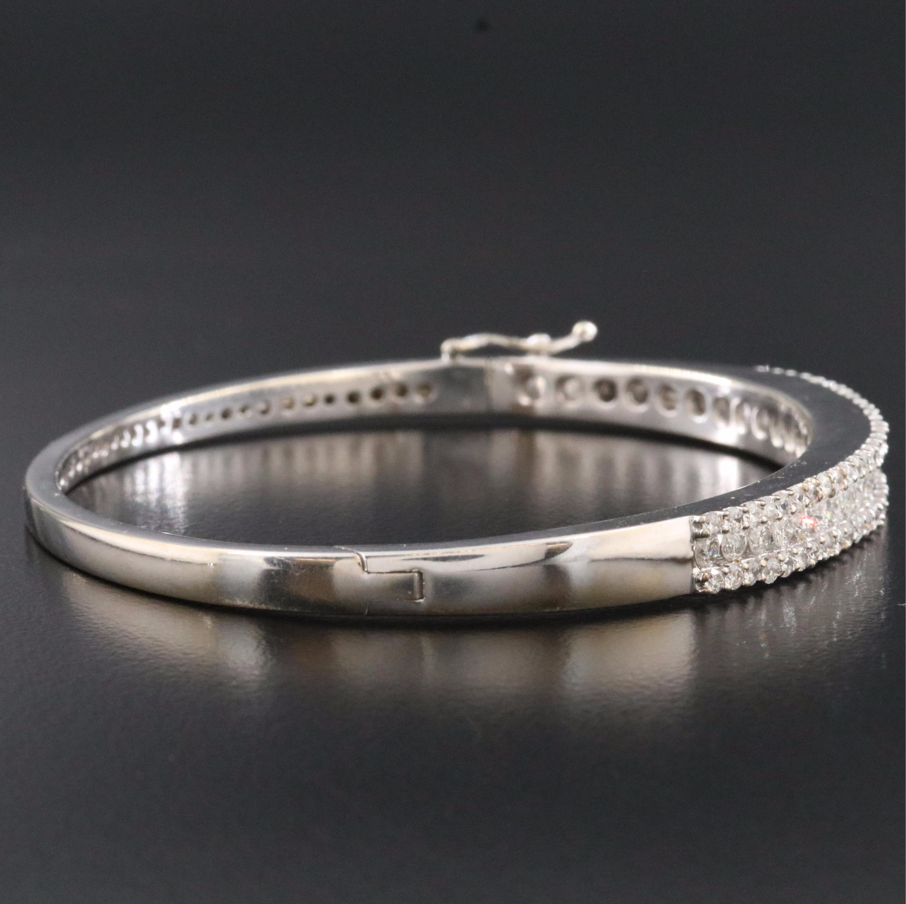 14K 2.50 CTW Diamond Hinged Bangle Bracelet | EBTH