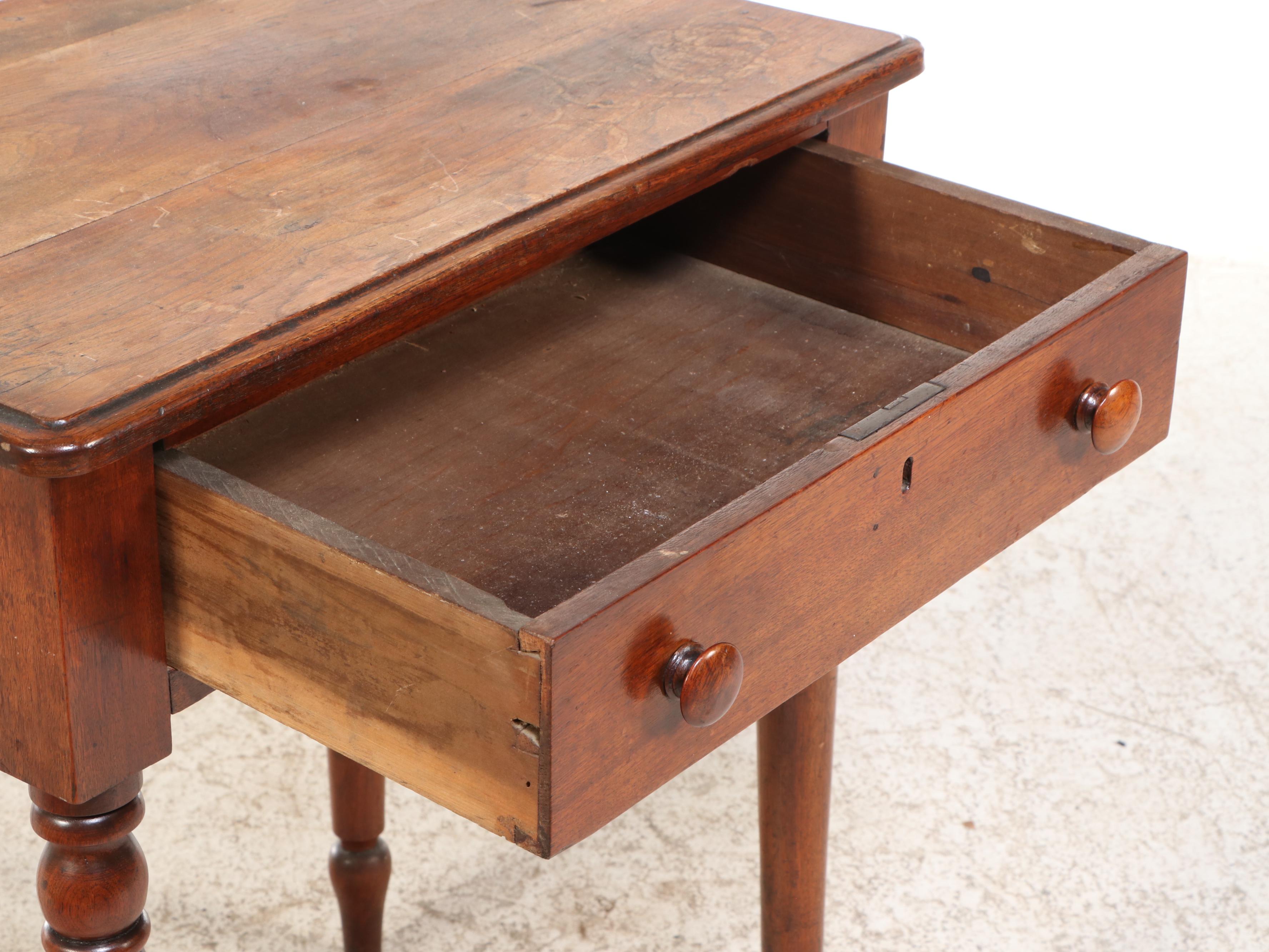 American Primitive Walnut Single-Drawer Stand, Late 19th Century | EBTH