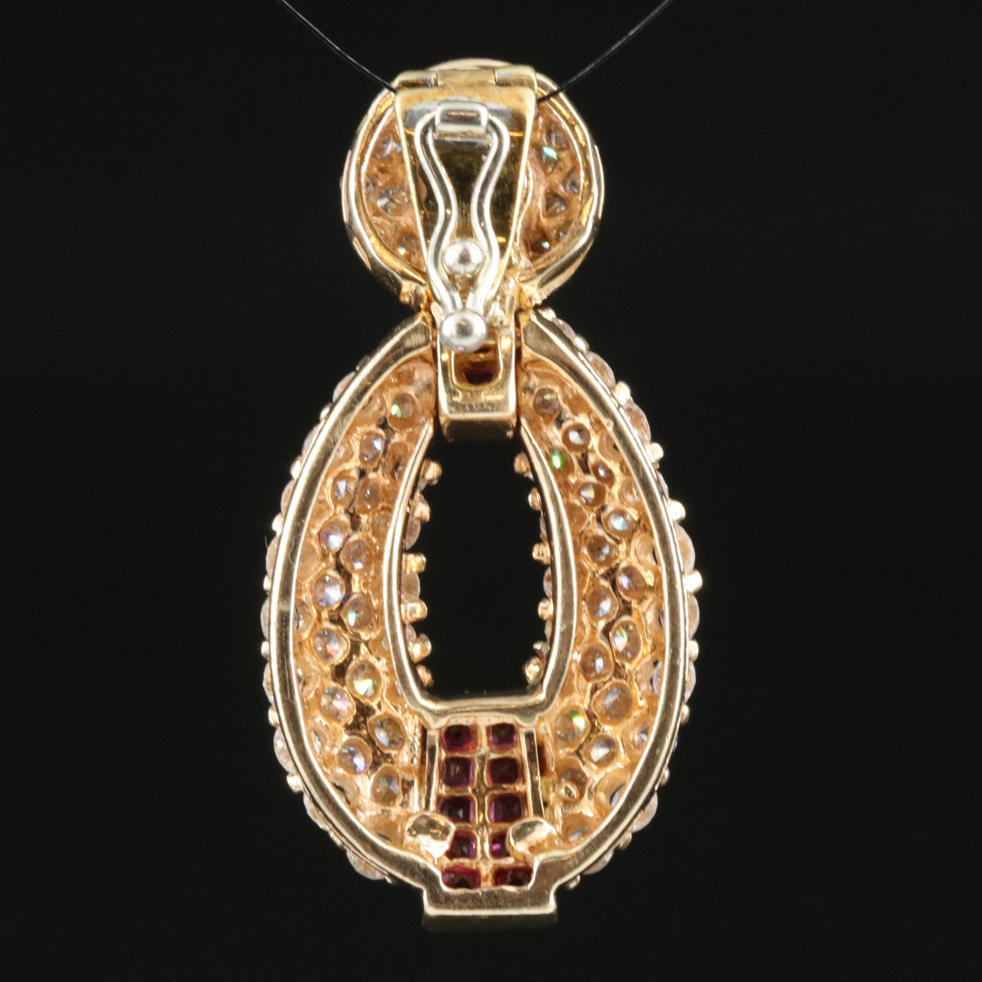 14K and 18K 3.34 CTW Pavé Diamond and Ruby Doorknocker Enhancer Pendant ...