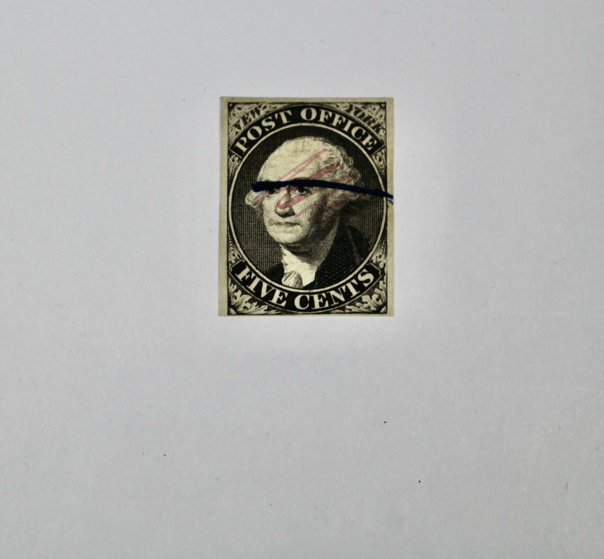 Scott 9X1 5-Cent Black Imperforate Stamp, New York Postmasters ...
