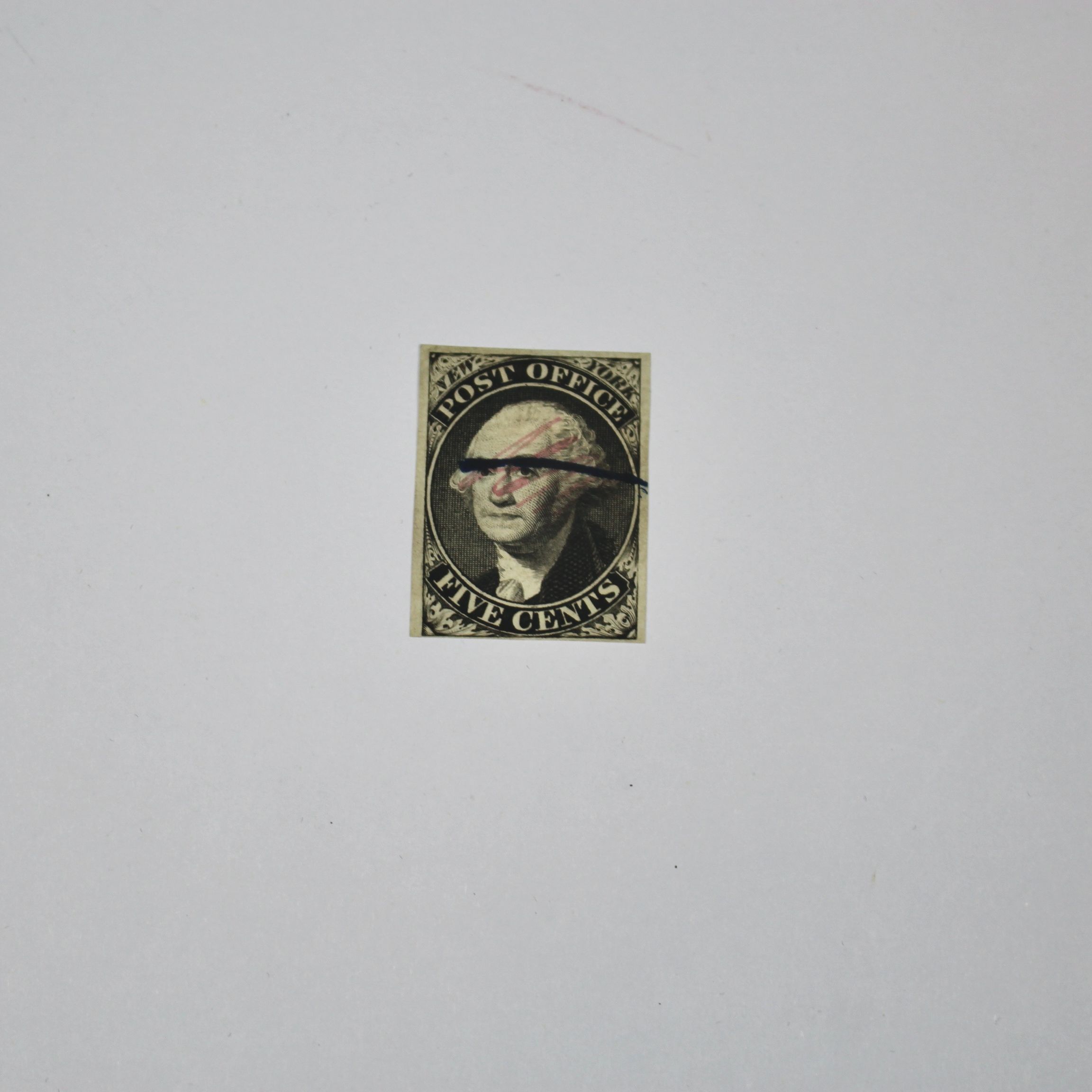 Scott 9X1 5-Cent Black Imperforate Stamp, New York Postmasters ...