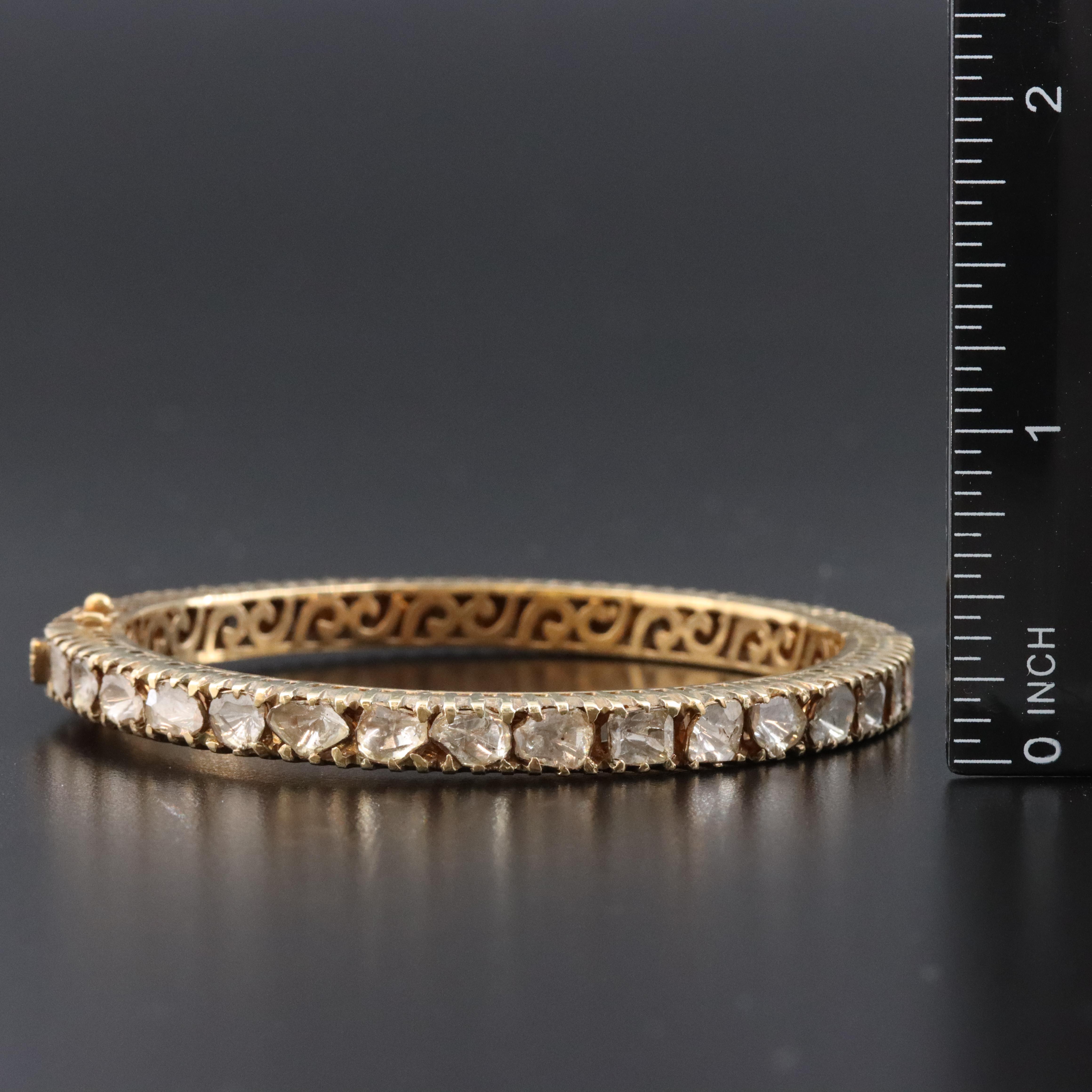 Sterling and 14K Diamond Hinged Bangle | EBTH