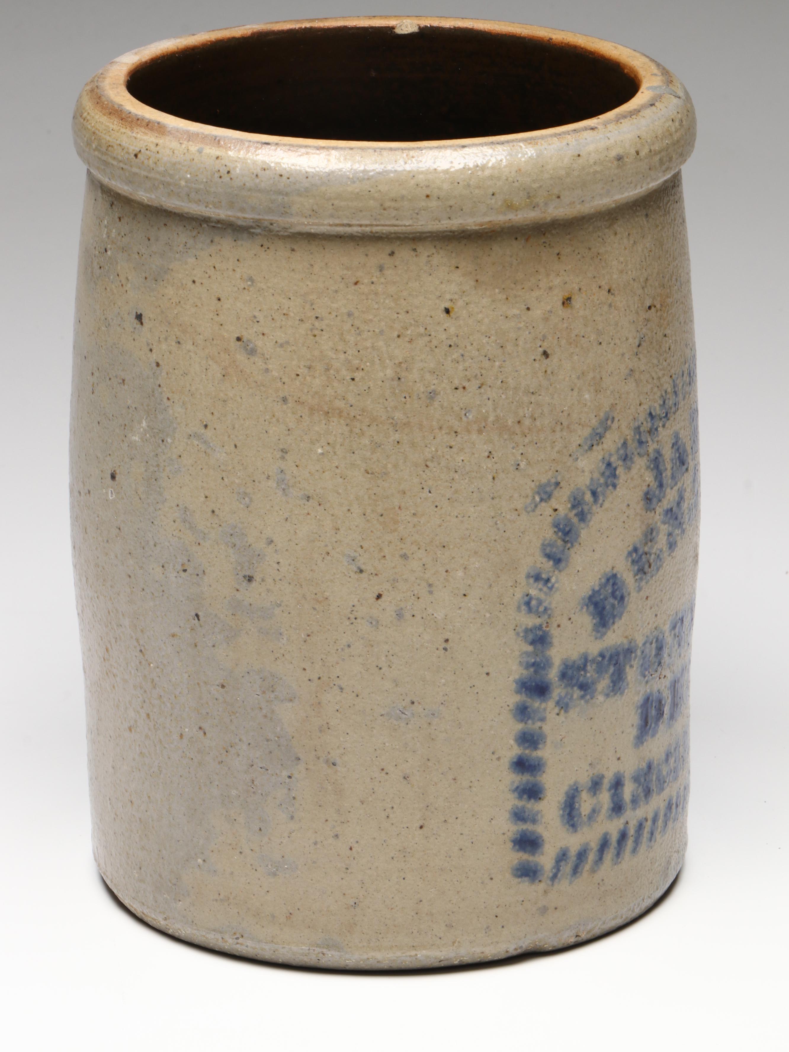 James Benjamin Cincinnati Ohio Salt Glaze Stoneware Crock, Late 19th ...