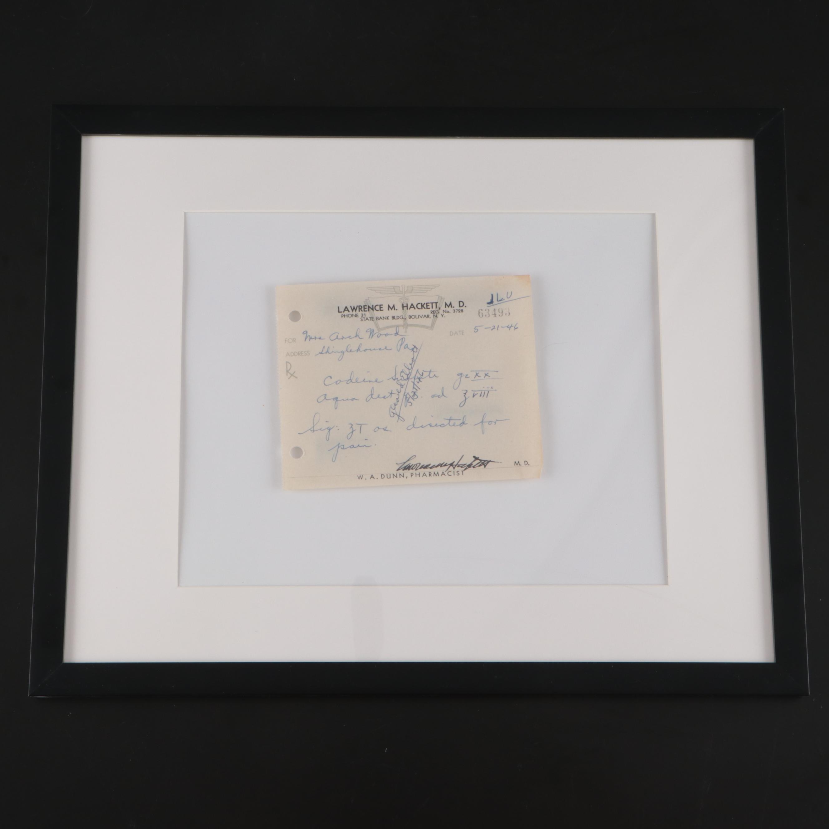 Prescription Form for Codeine Sulfate, 1946 | EBTH