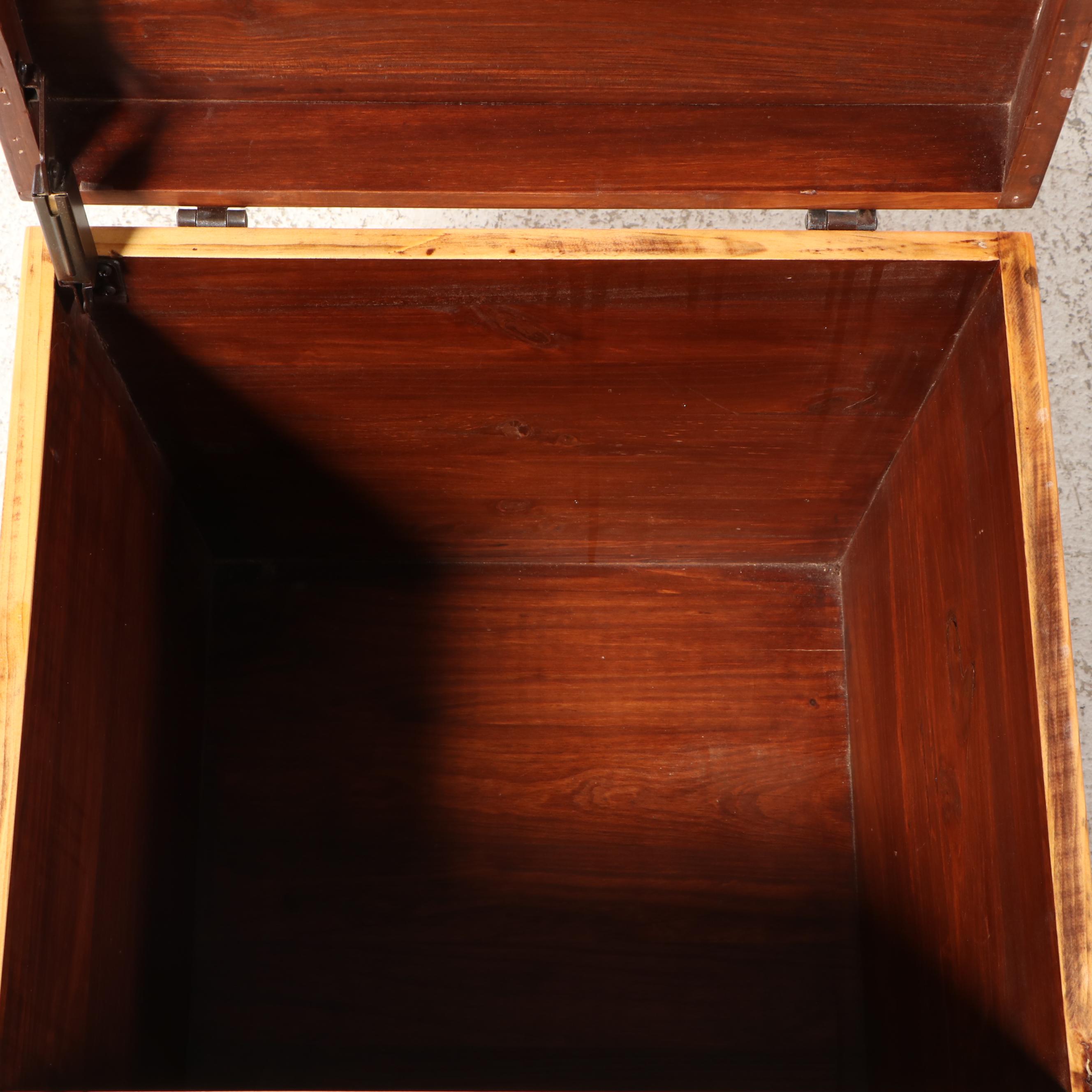 Pair of Rustic Style Pine Lift-Top Chests | EBTH