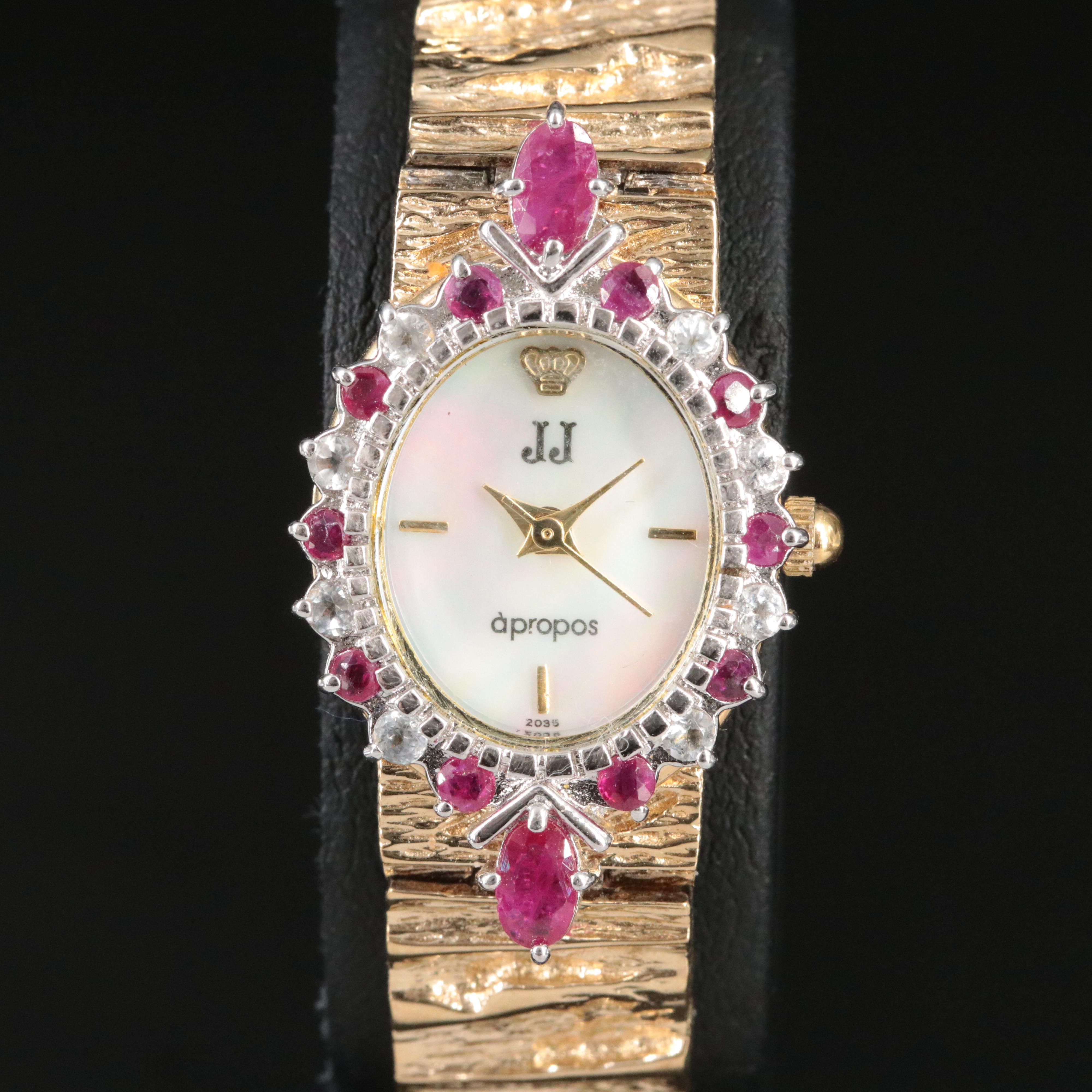JJ Apropos Mother-of-Pearl Dial Ruby and White Zircon Watch | EBTH