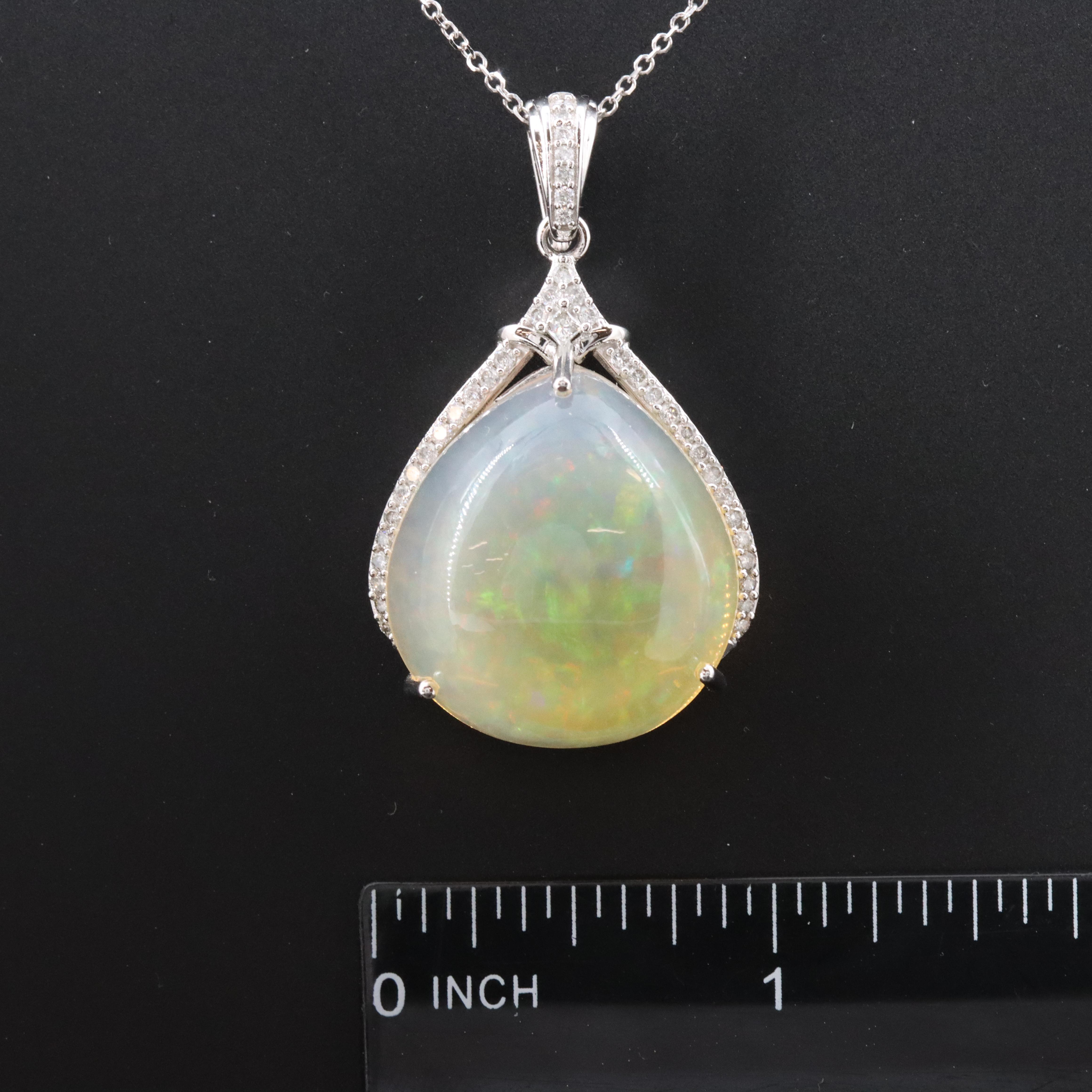14K Opal and Diamond Enhancer Pendant Necklace | EBTH