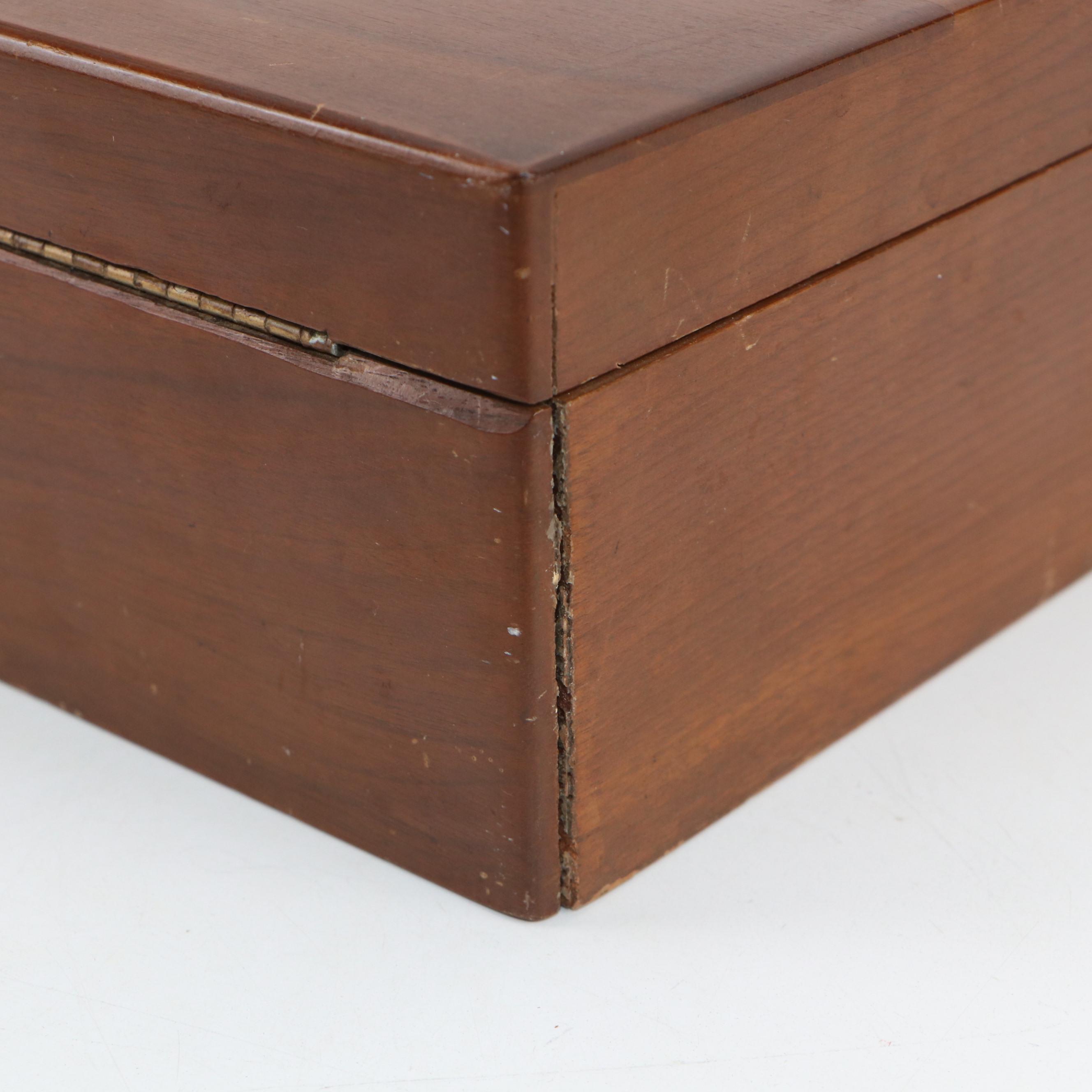 Cedar Lined Mahogany Finish Cigar Humidor and Porcelain Lined Walnut ...