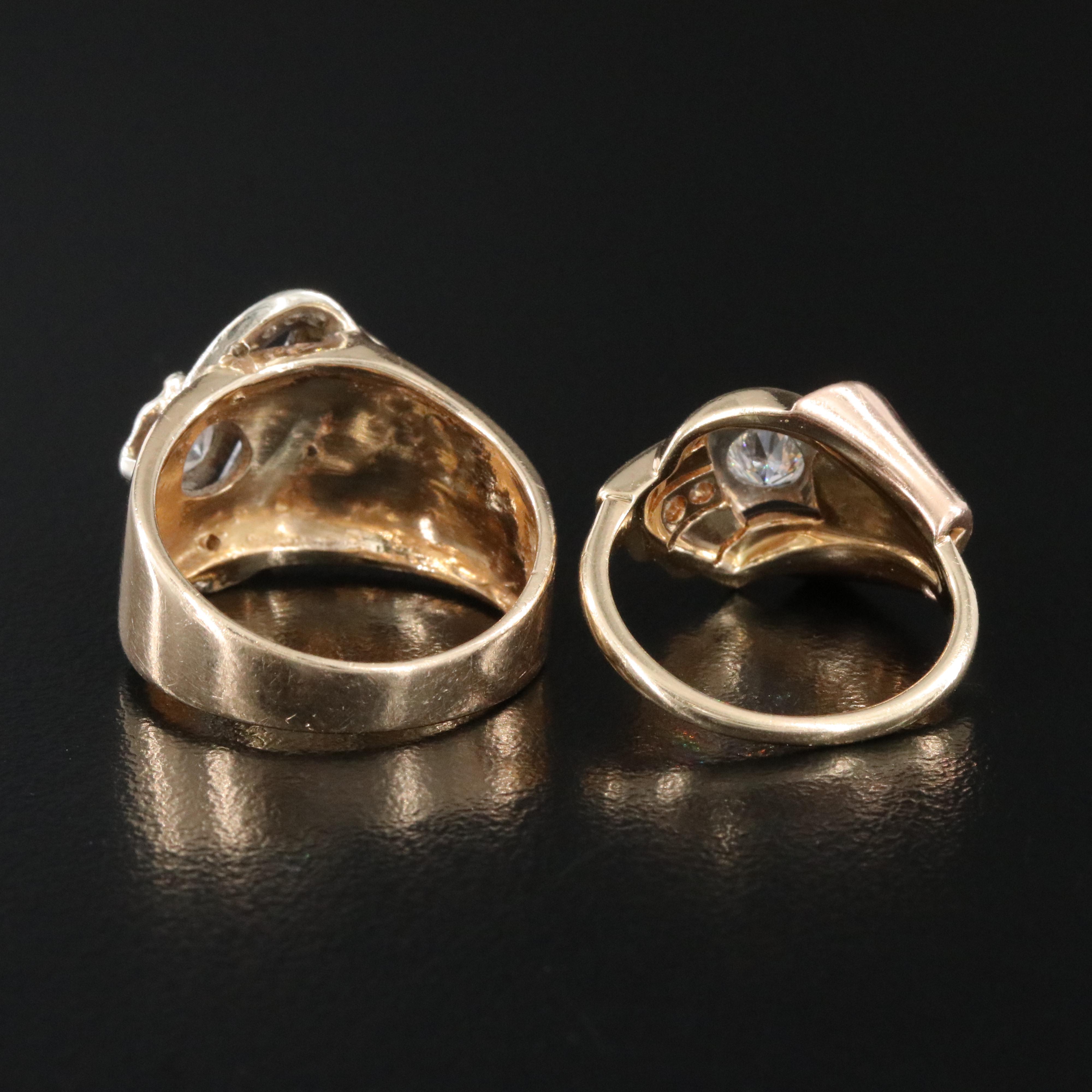 Retro 14K 1.51 CTW Diamond Rings with Palladium Accents | EBTH