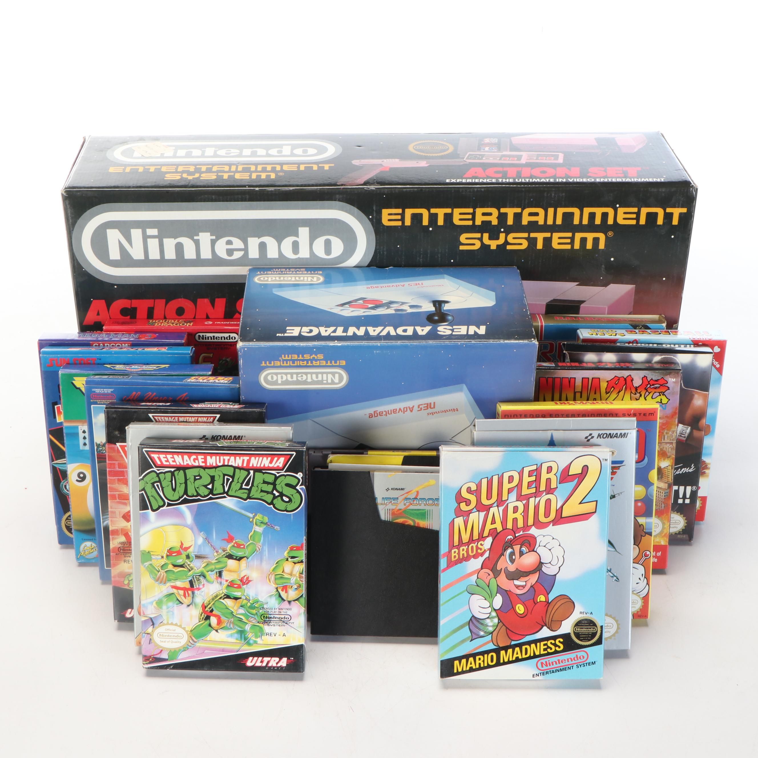 Nintendo Entertainment System Action Set, Advantage Controller and ...
