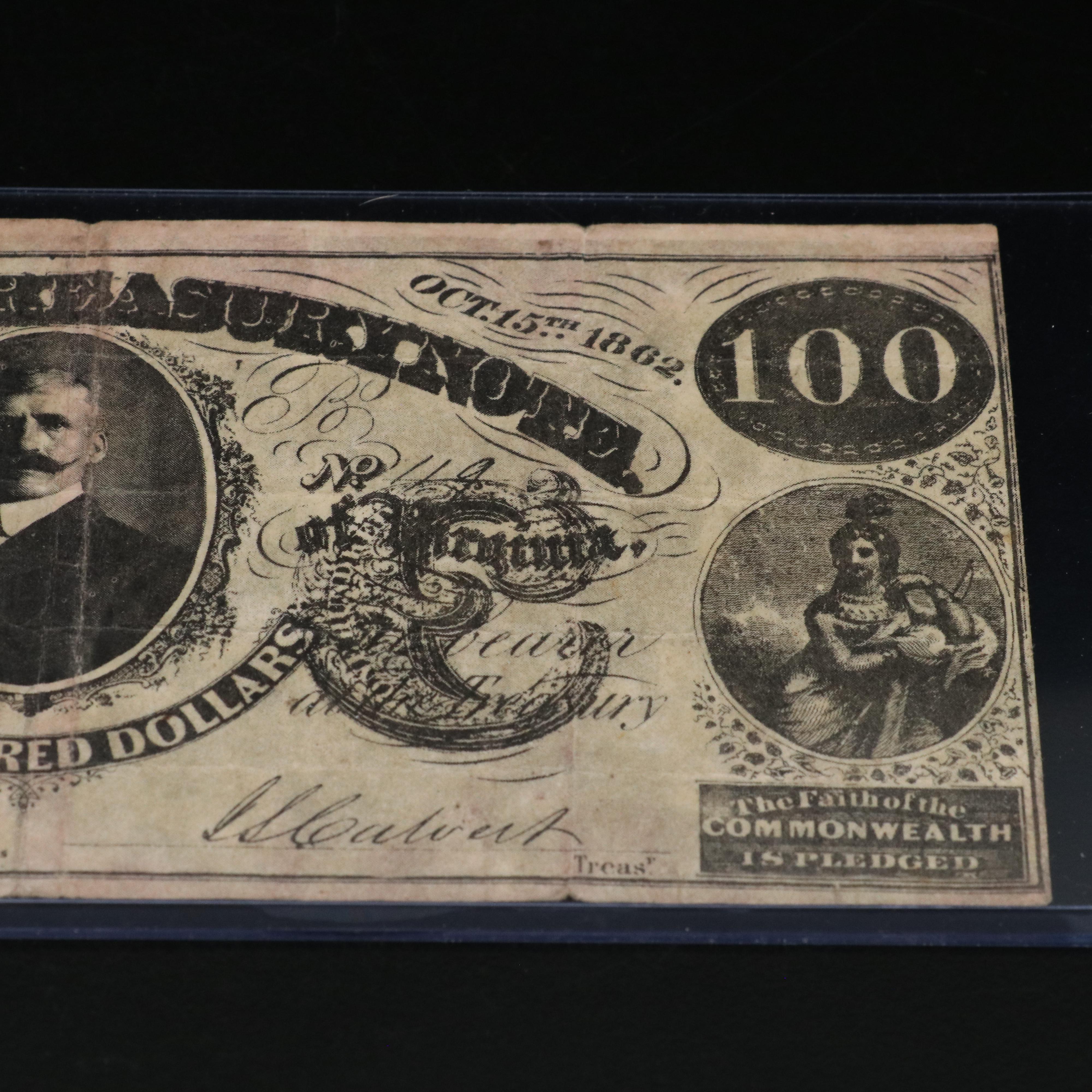 PCGS Graded AU53 1864 CSA 50 Cent Note and 1862 Virginia $100 Note | EBTH