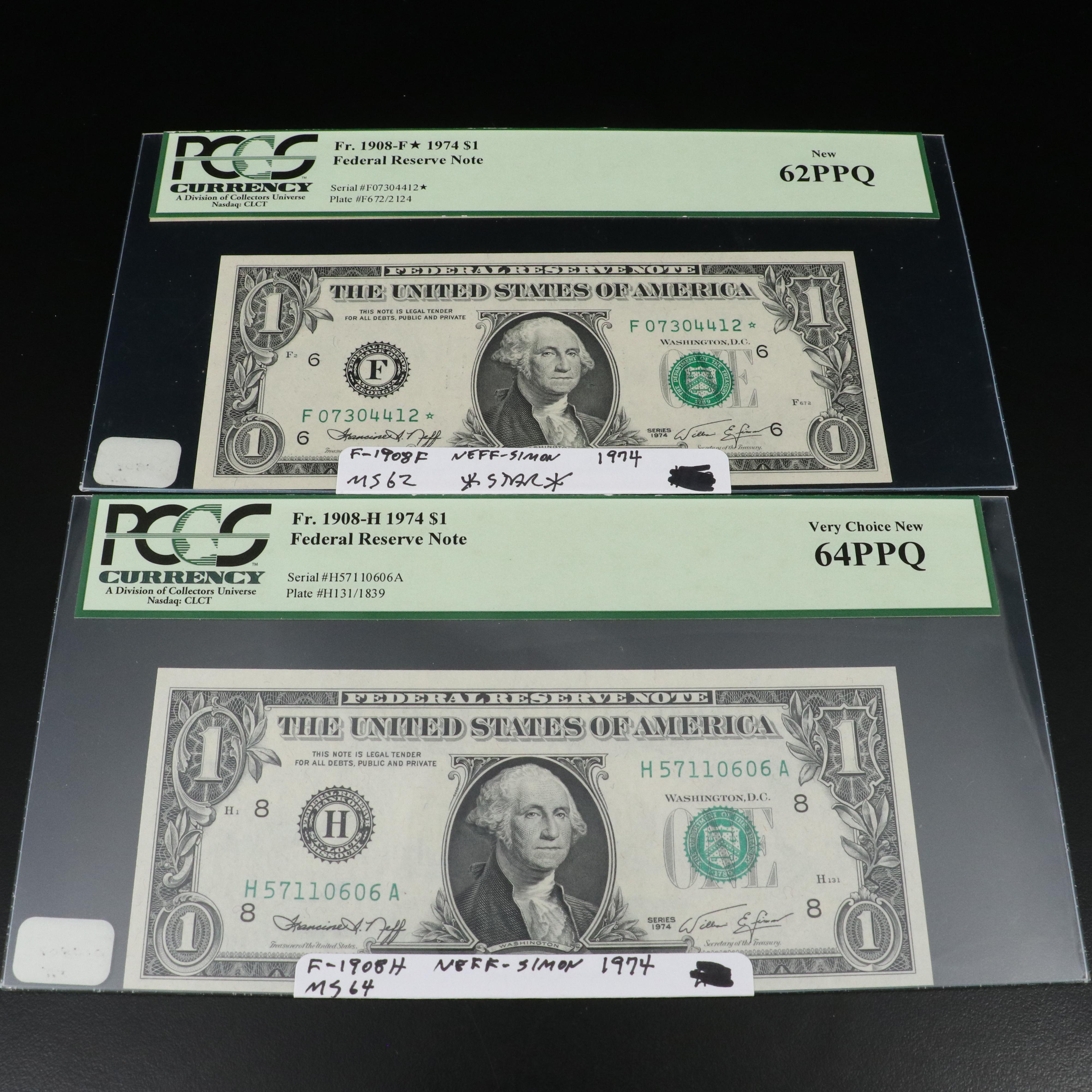 Collection of Ten Graded $1 U.S. Currency Notes Including a CGA CU 63 ...