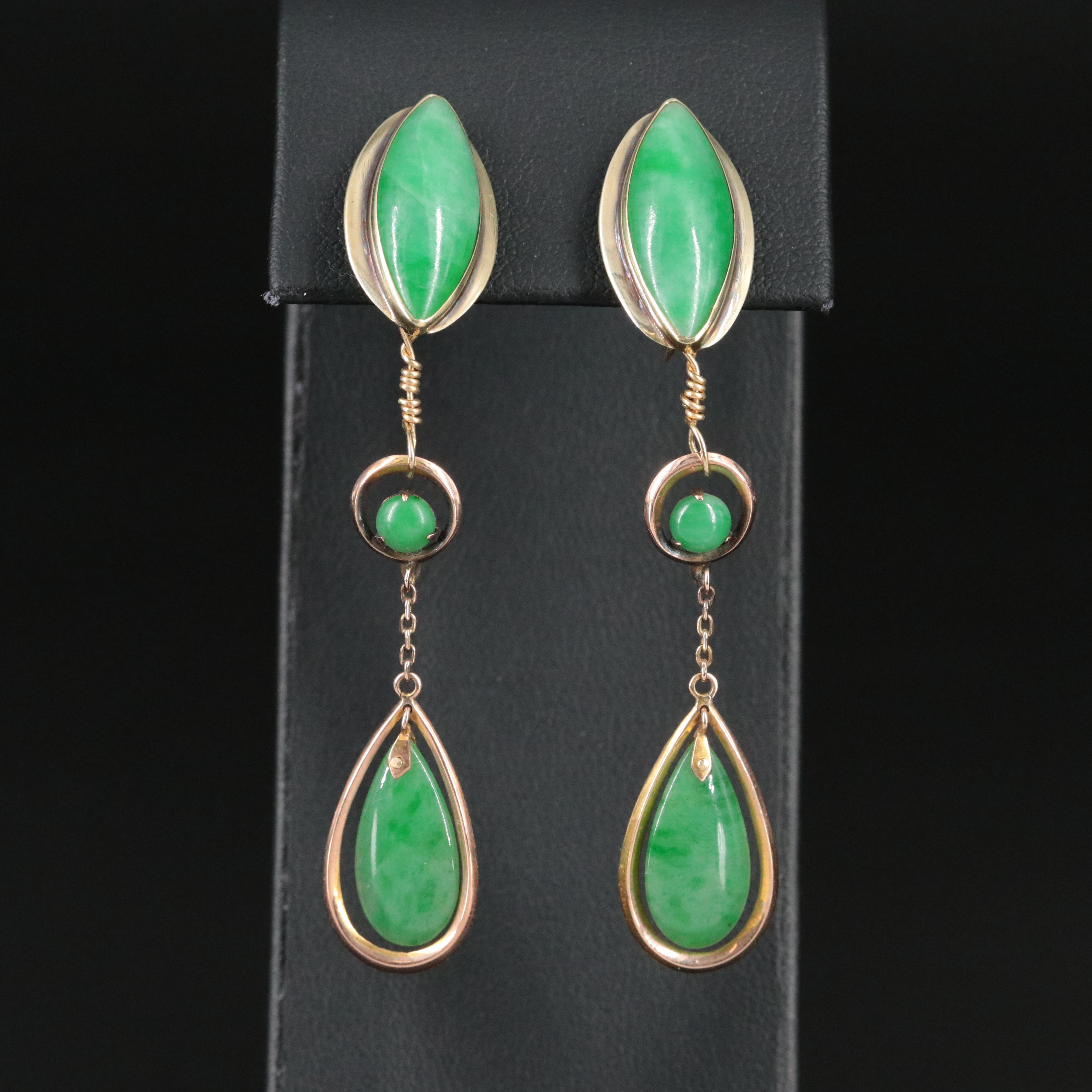 10K and 14K Jadeite Dangle Earrings | EBTH