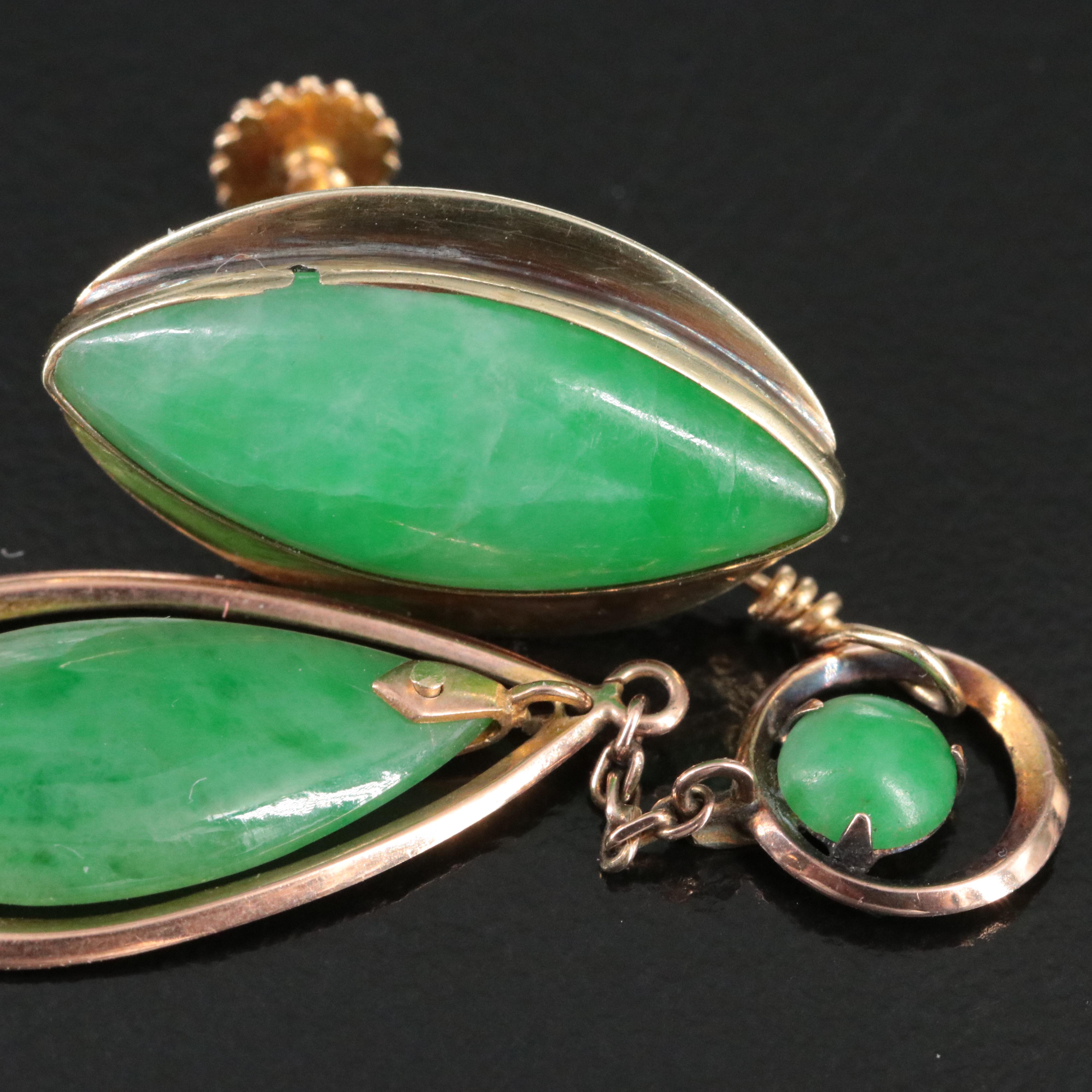 10K and 14K Jadeite Dangle Earrings | EBTH