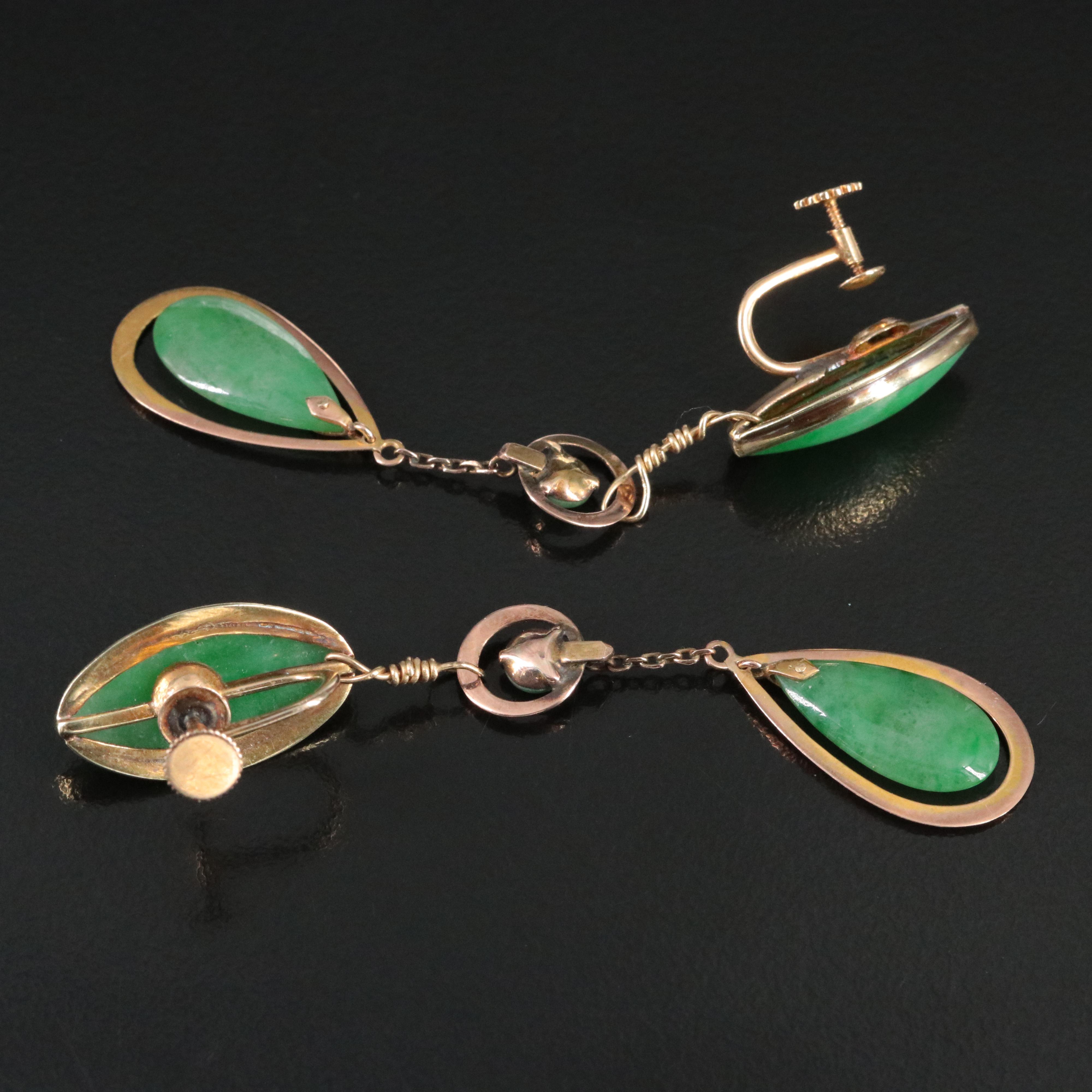 10K and 14K Jadeite Dangle Earrings | EBTH