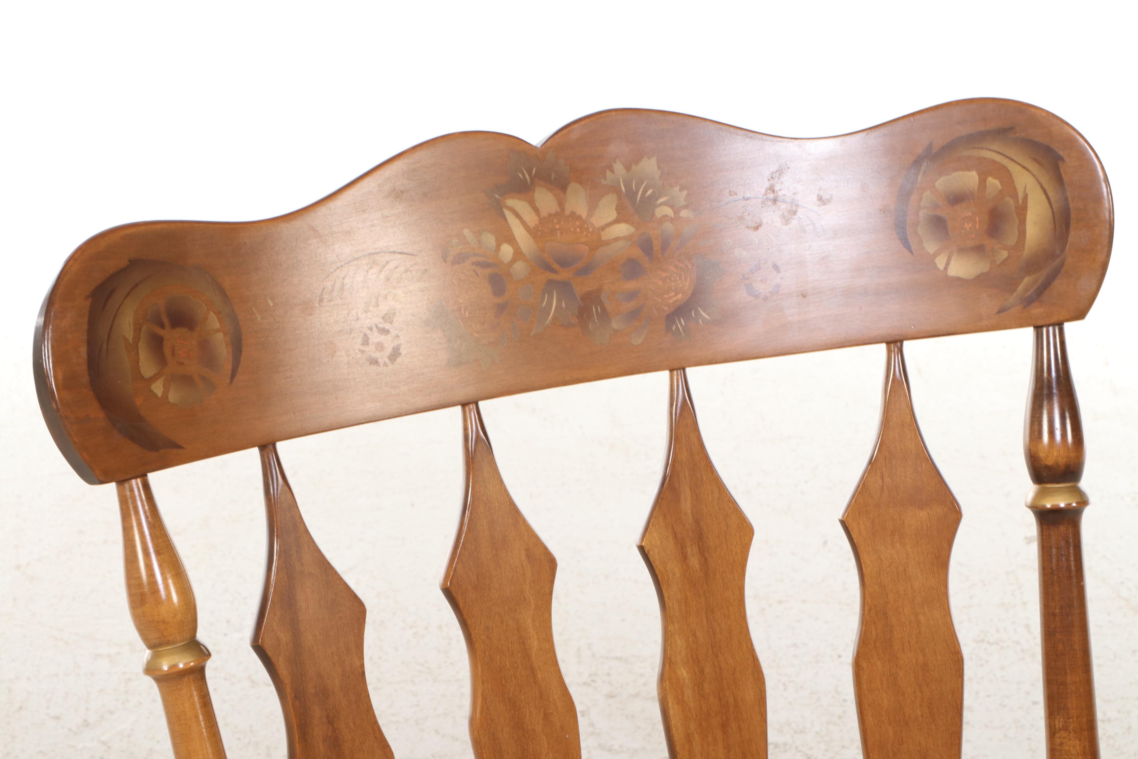 S. Bent & Bros. Colonial Style Gilt-Stenciled Rocking Chair, Mid-20th ...