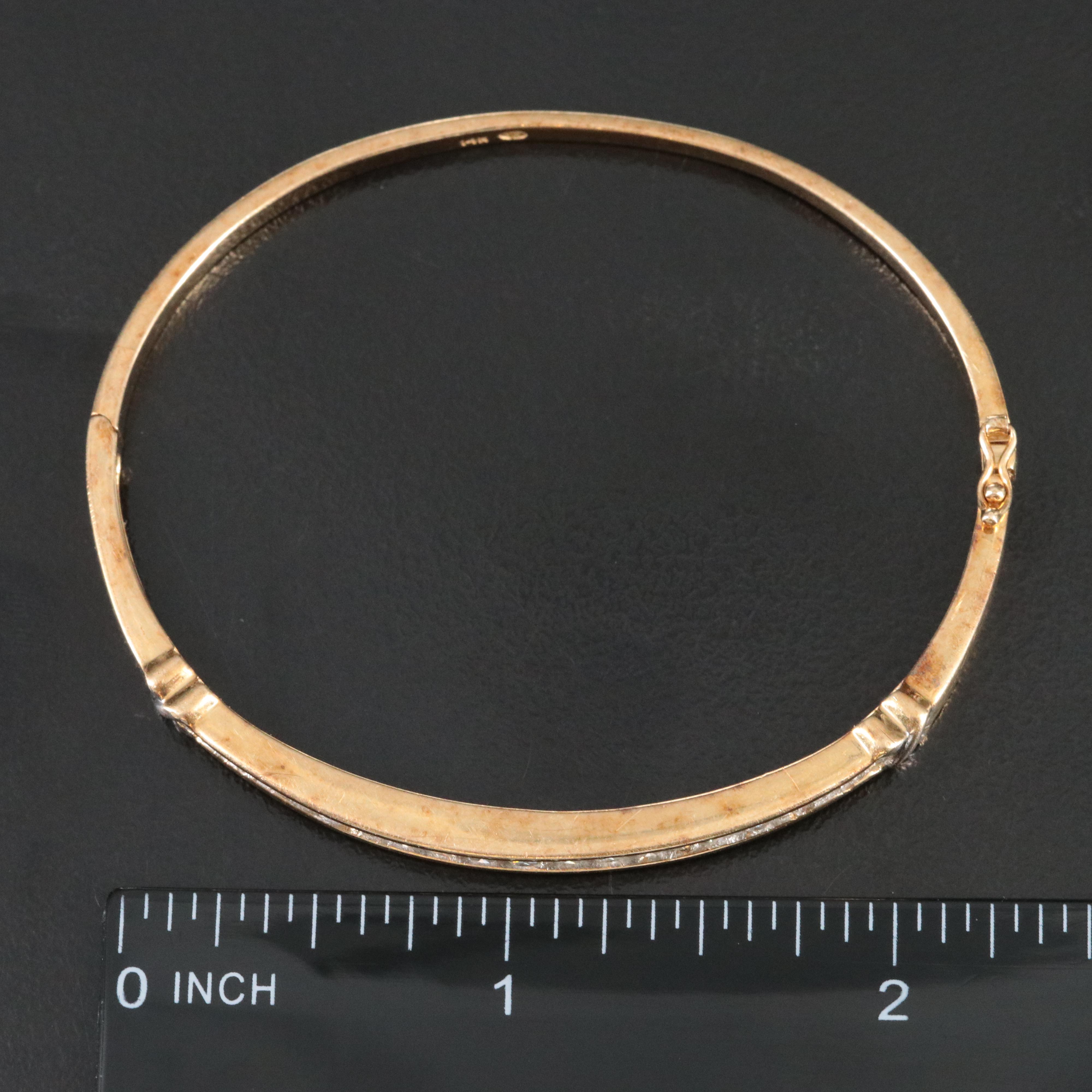 14K 1.00 CTW Diamond Hinged Bangle | EBTH