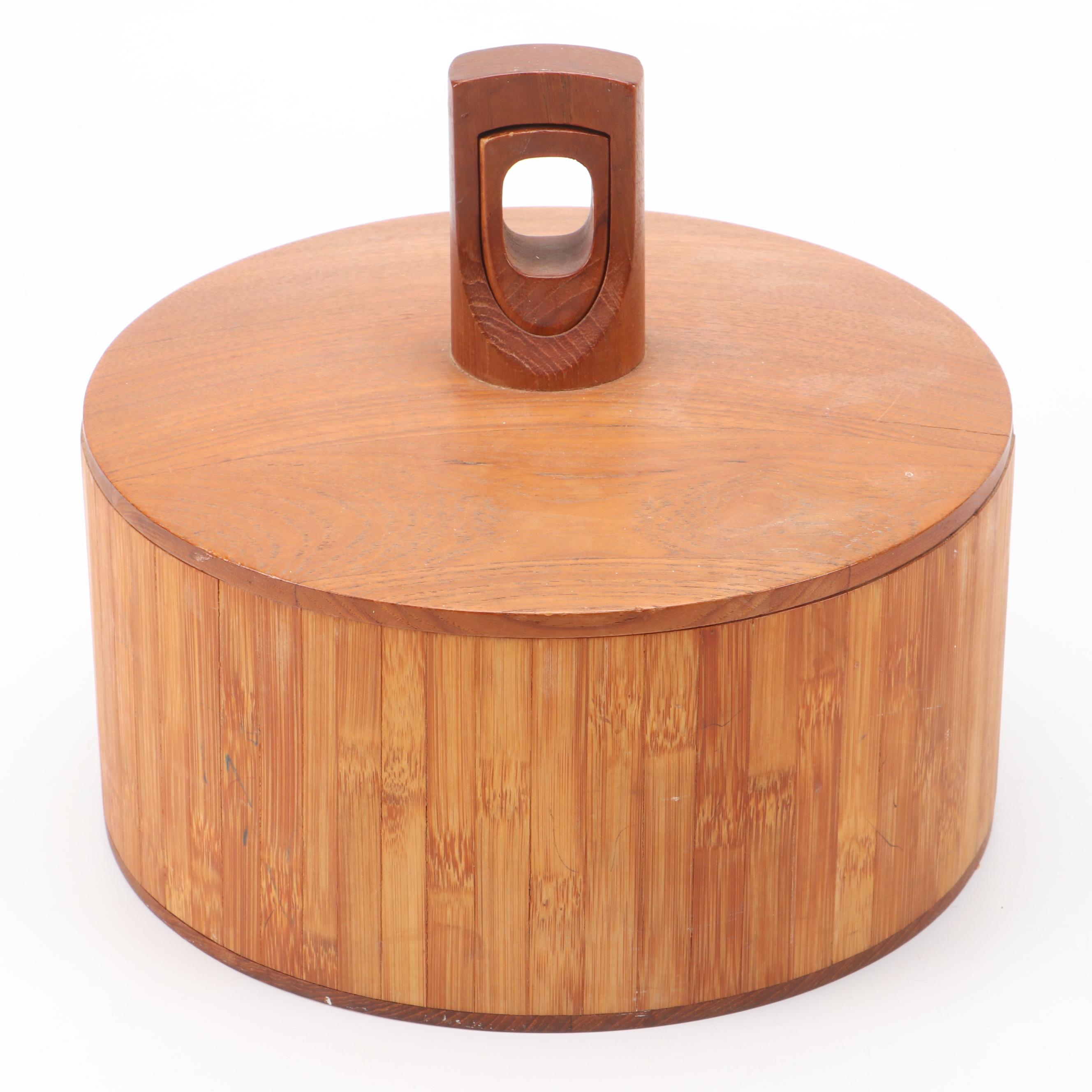 Dansk and Other Mid Century Modern Teak Ice Buckets with Table Lamp | EBTH