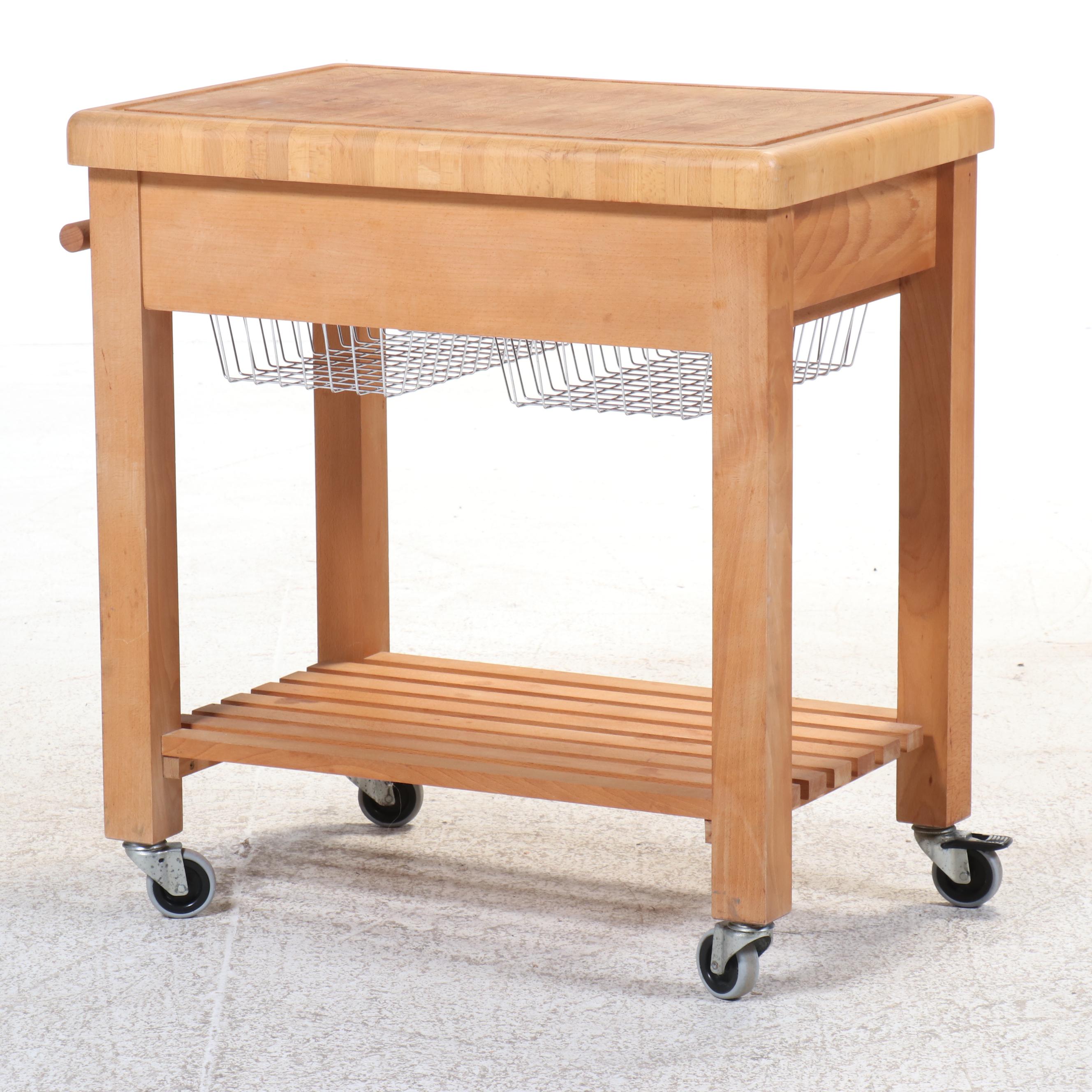 Butler Kitchen Island Cart with Butcher Block Top | EBTH