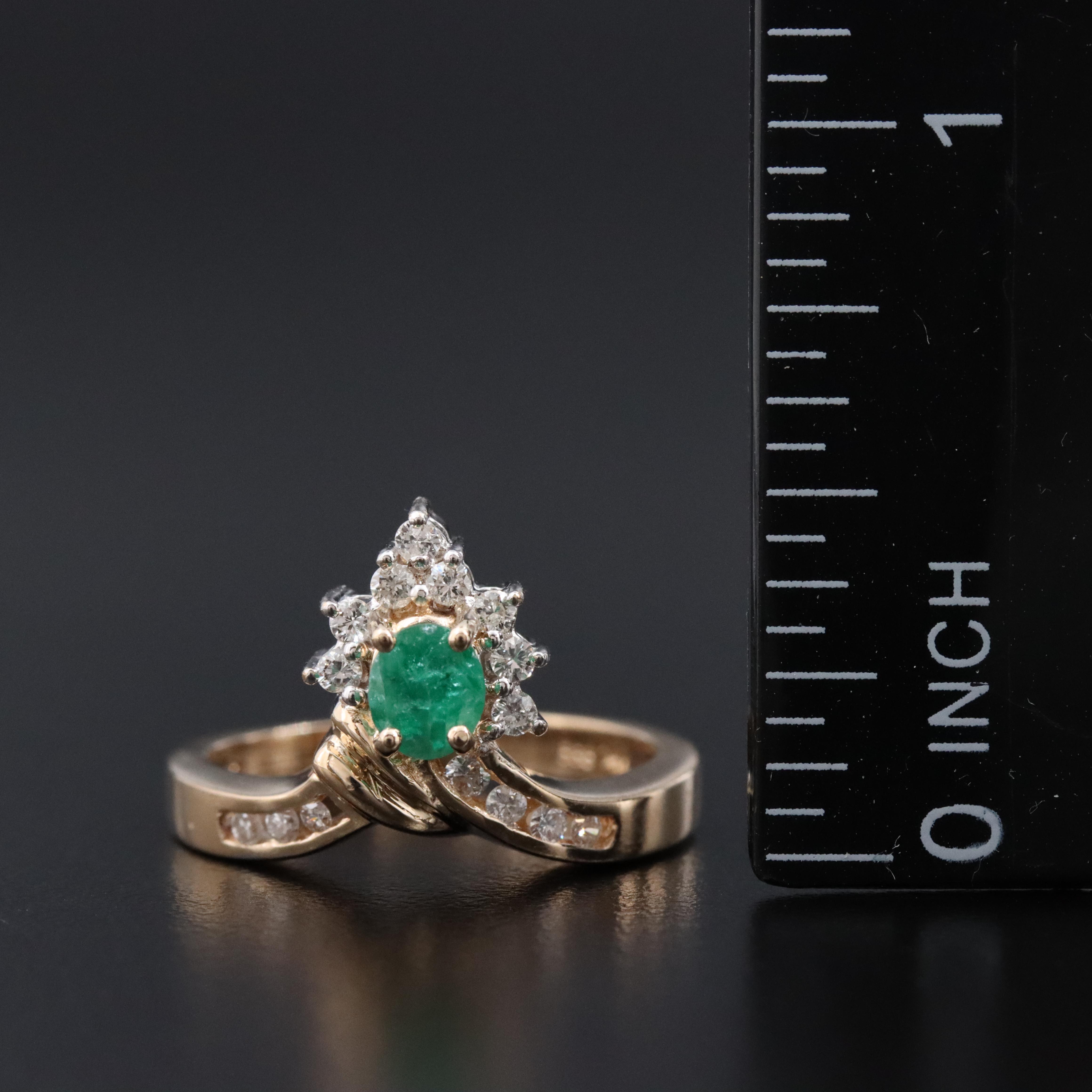14K Emerald and Diamond Ring | EBTH
