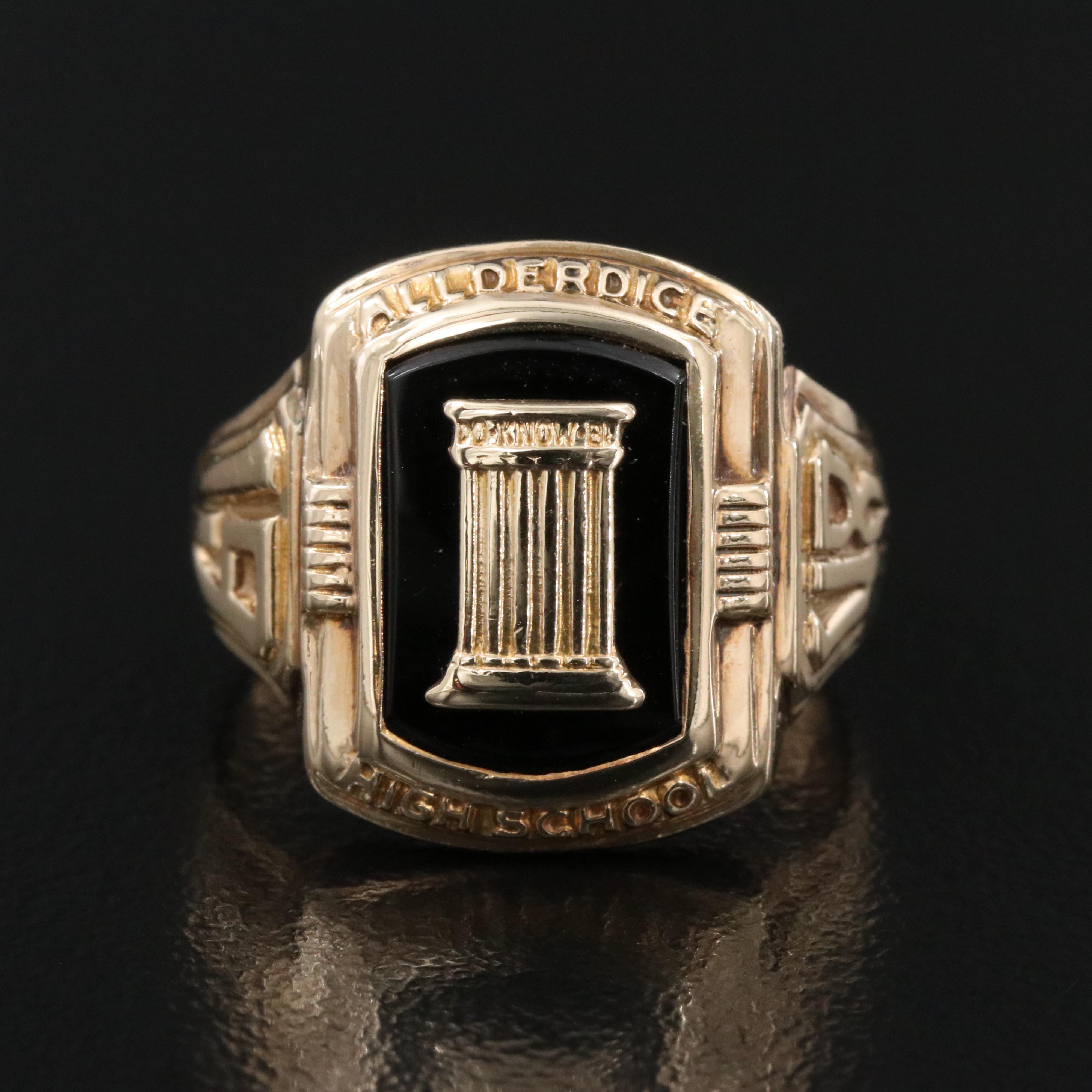 10K Black Onyx 1948 High School Class Ring | EBTH