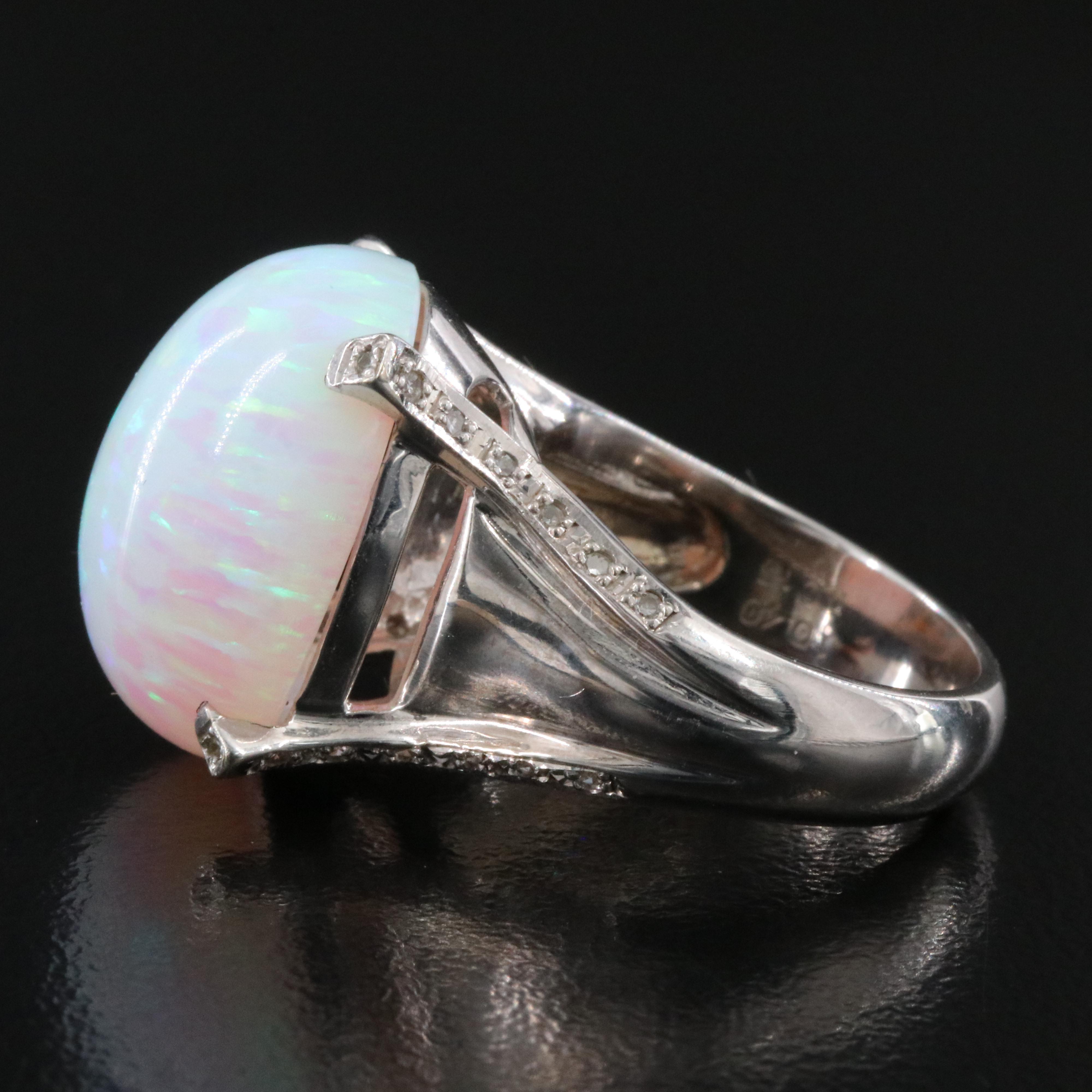 14K Lab Grown Opal and Diamond Ring | EBTH
