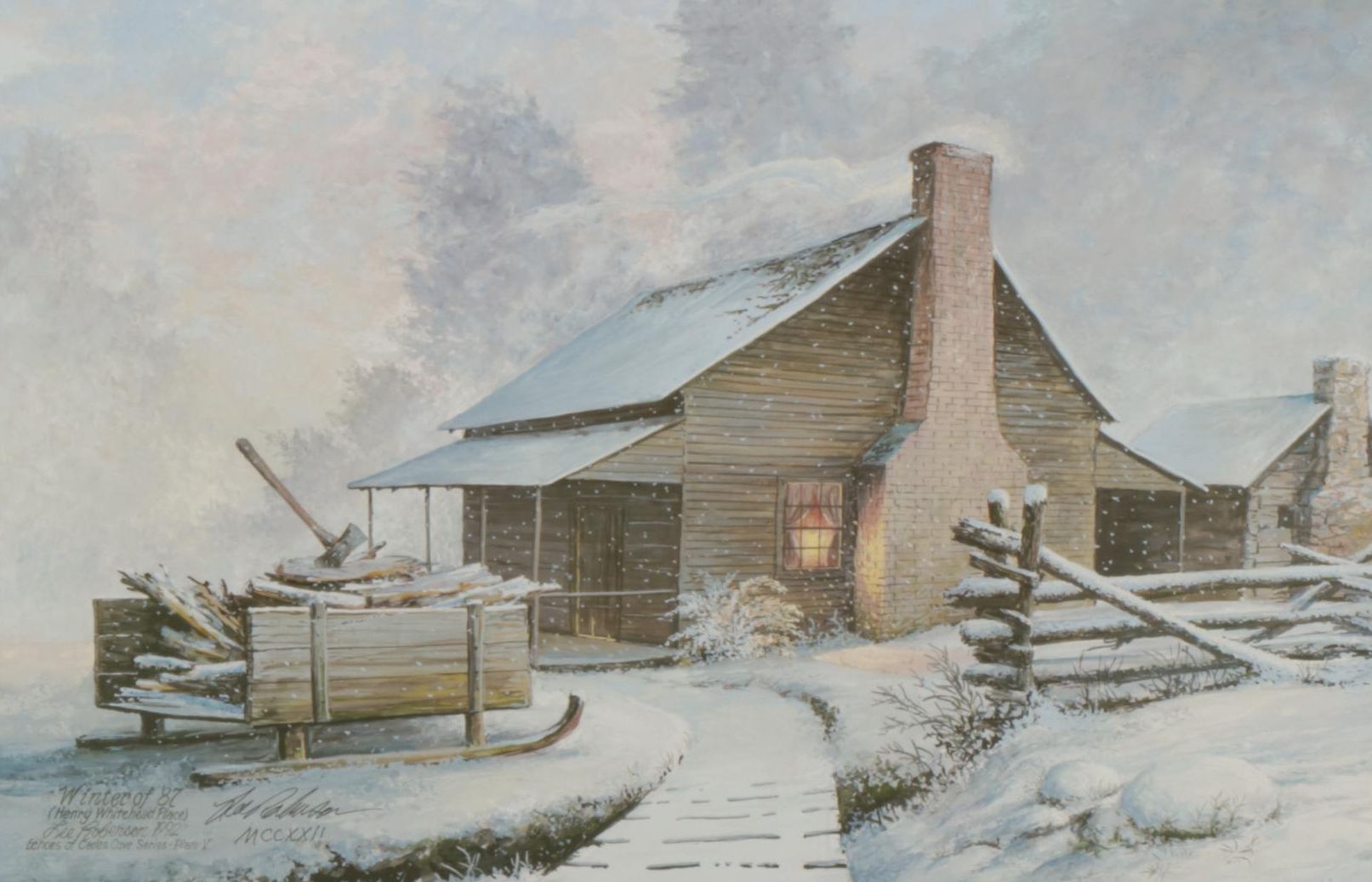 Lee Roberson Offset Lithograph "Winter of '87 (Henry Whitehead Place ...