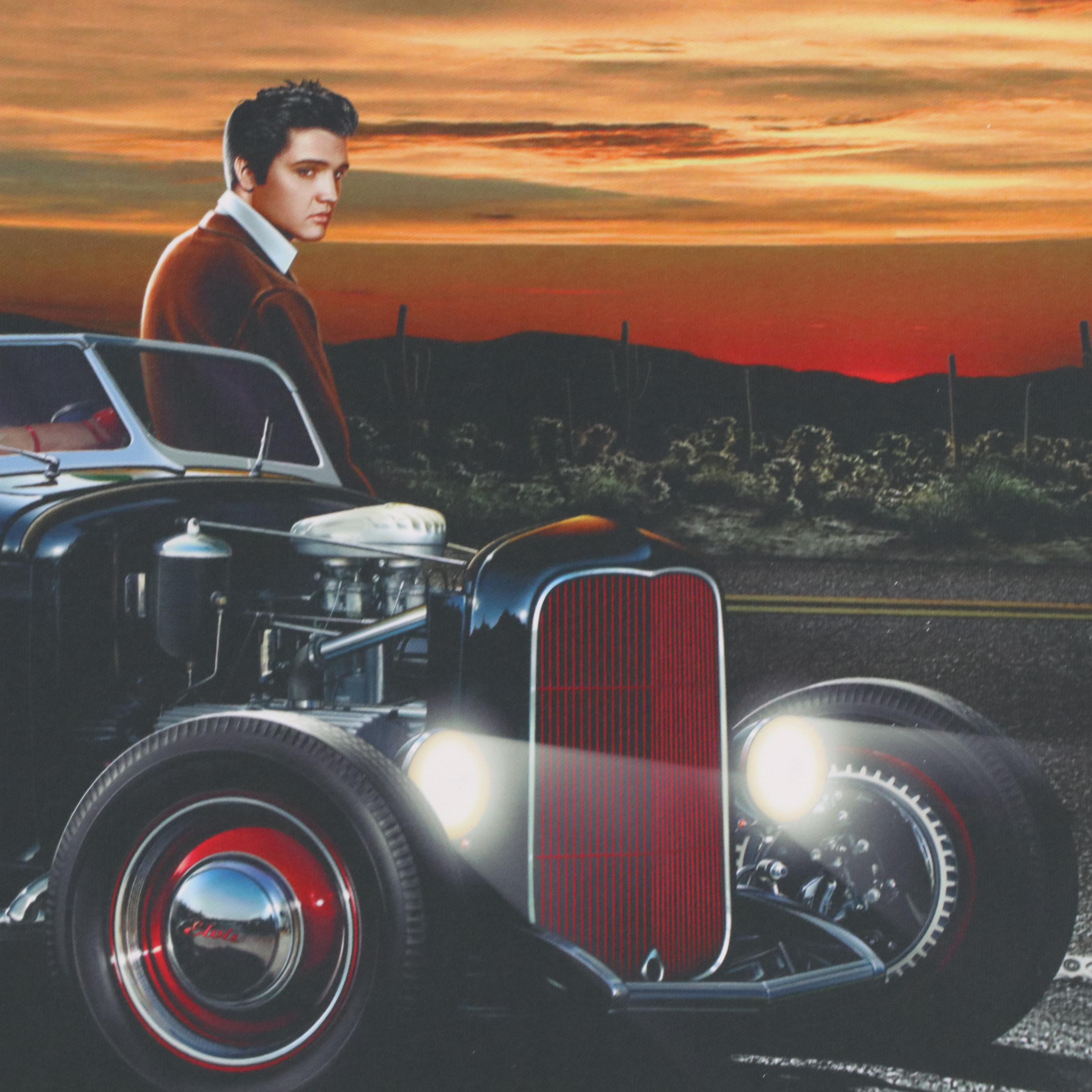 Lighted Giclée After Helen Flint of Elvis and Marilyn "Joy Ride," 21st ...