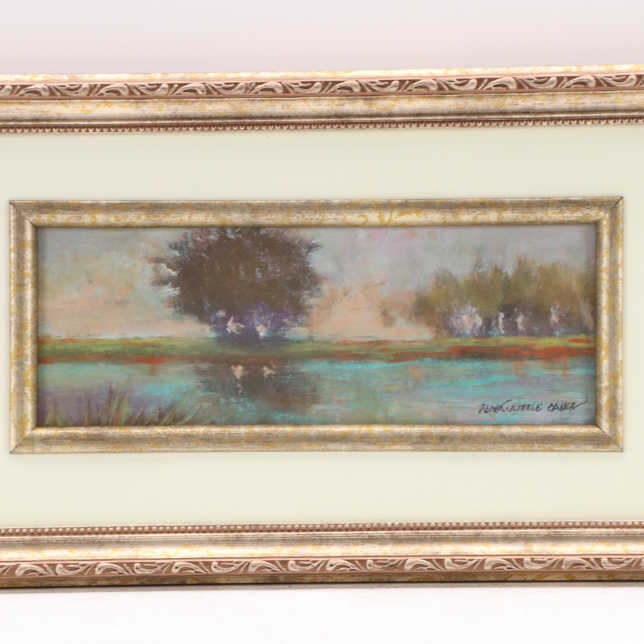Robert Riddle Baker Landscape Acrylic Painting "Pond Study," 2025 | EBTH