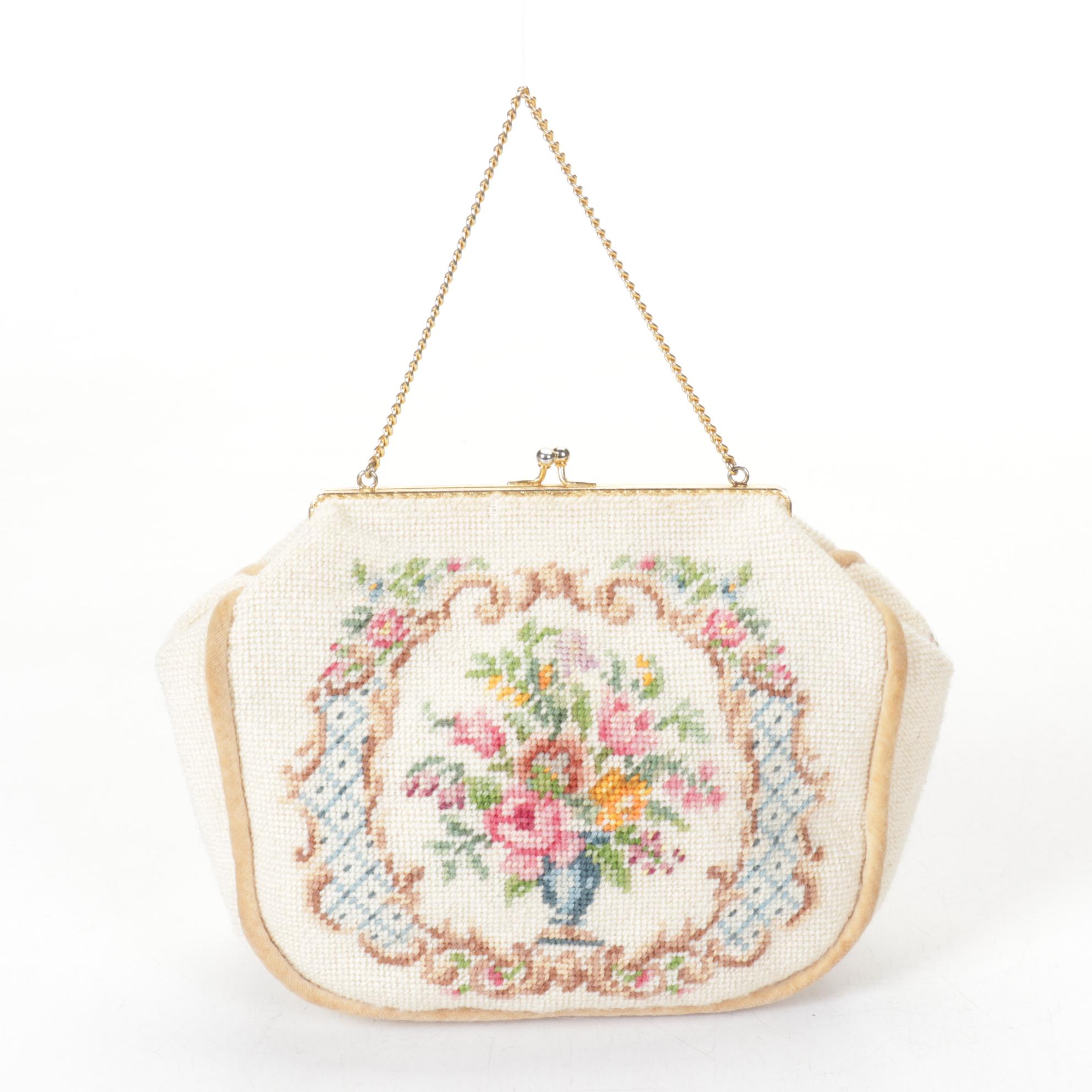 Schildkraut Petit Point Compact and Floral Needlepoint Evening Purse | EBTH
