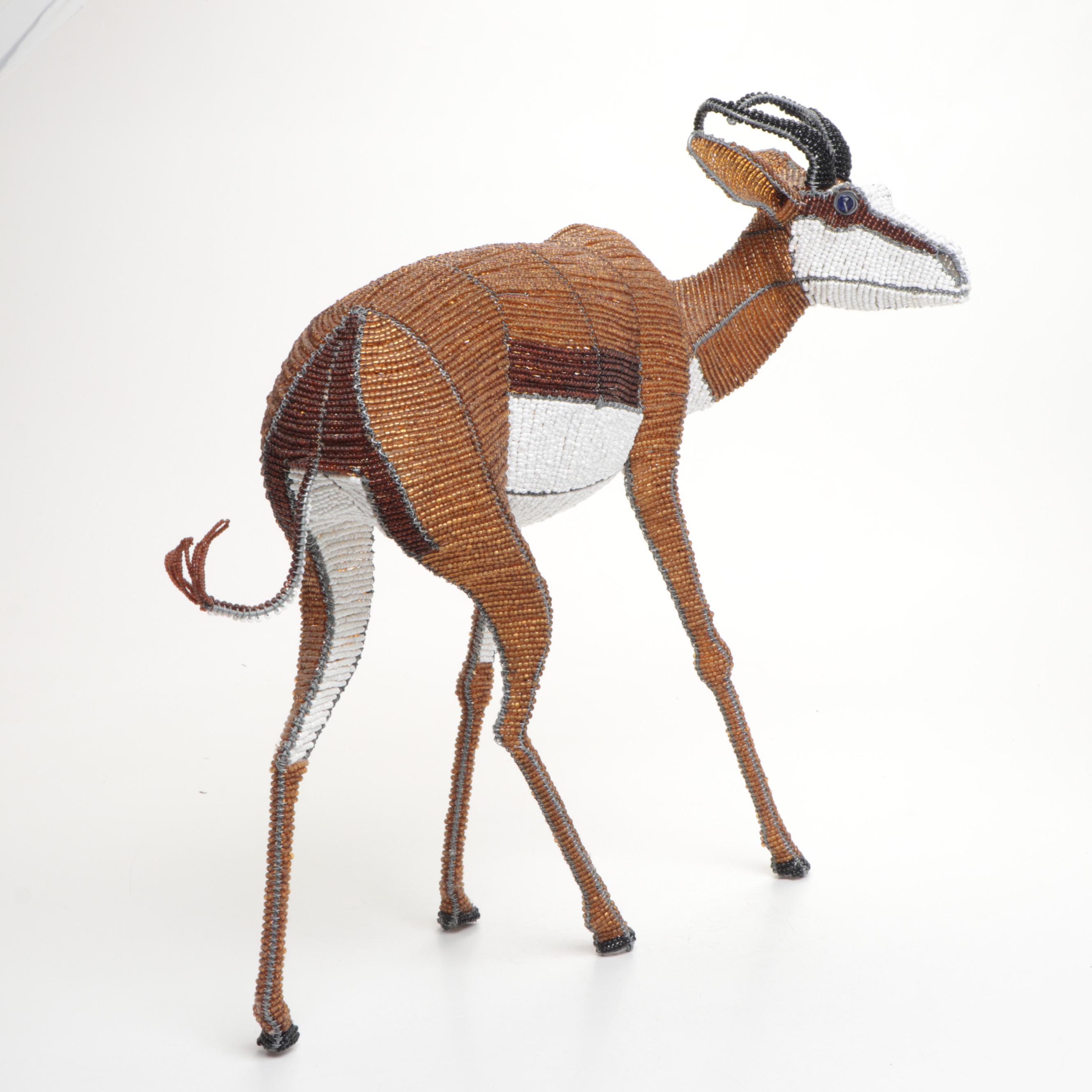 South African Beaded Wire Springbok Sculpture, Late 20th / 21st Century ...