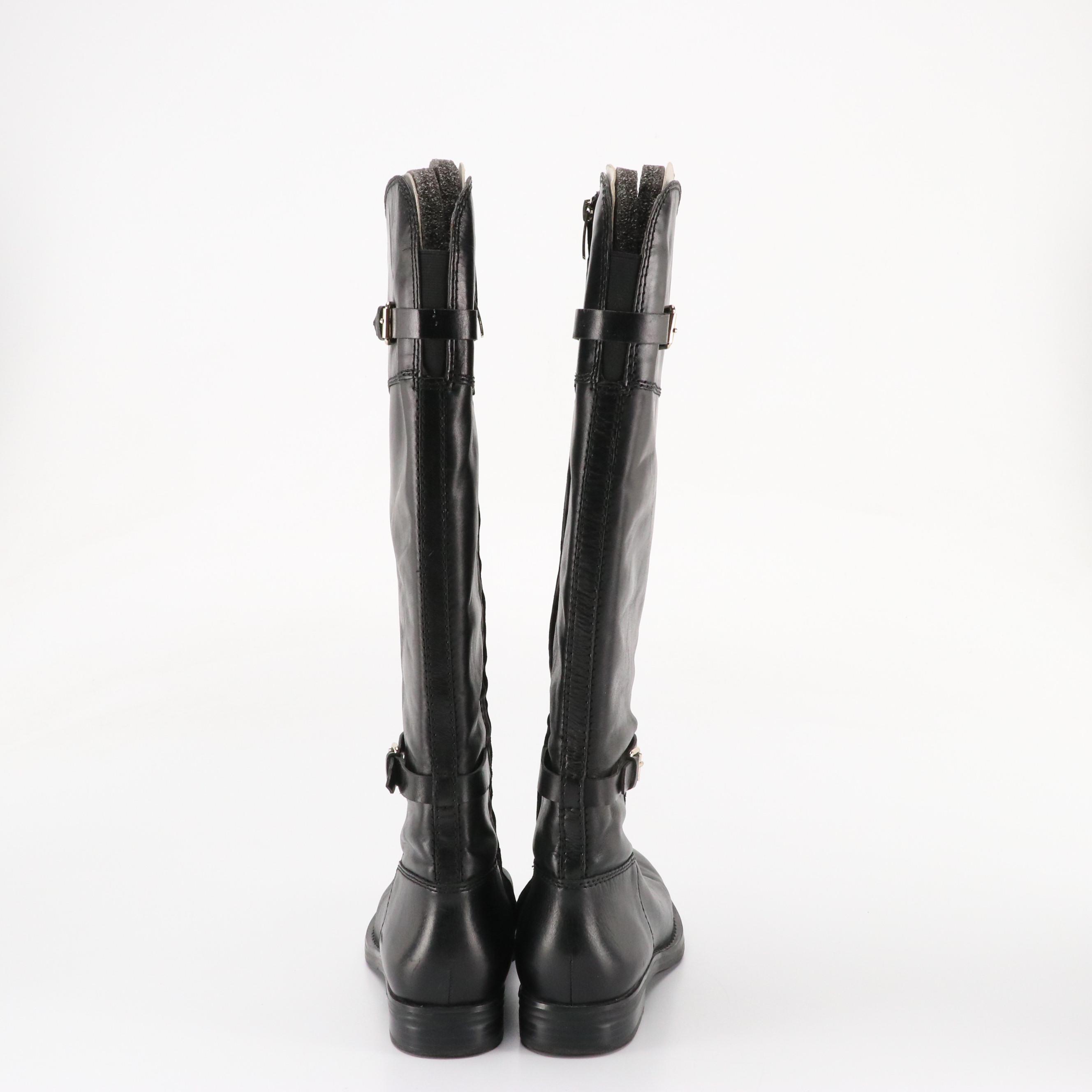Enzo Angiolini Black Leather Tall Riding Boots | EBTH